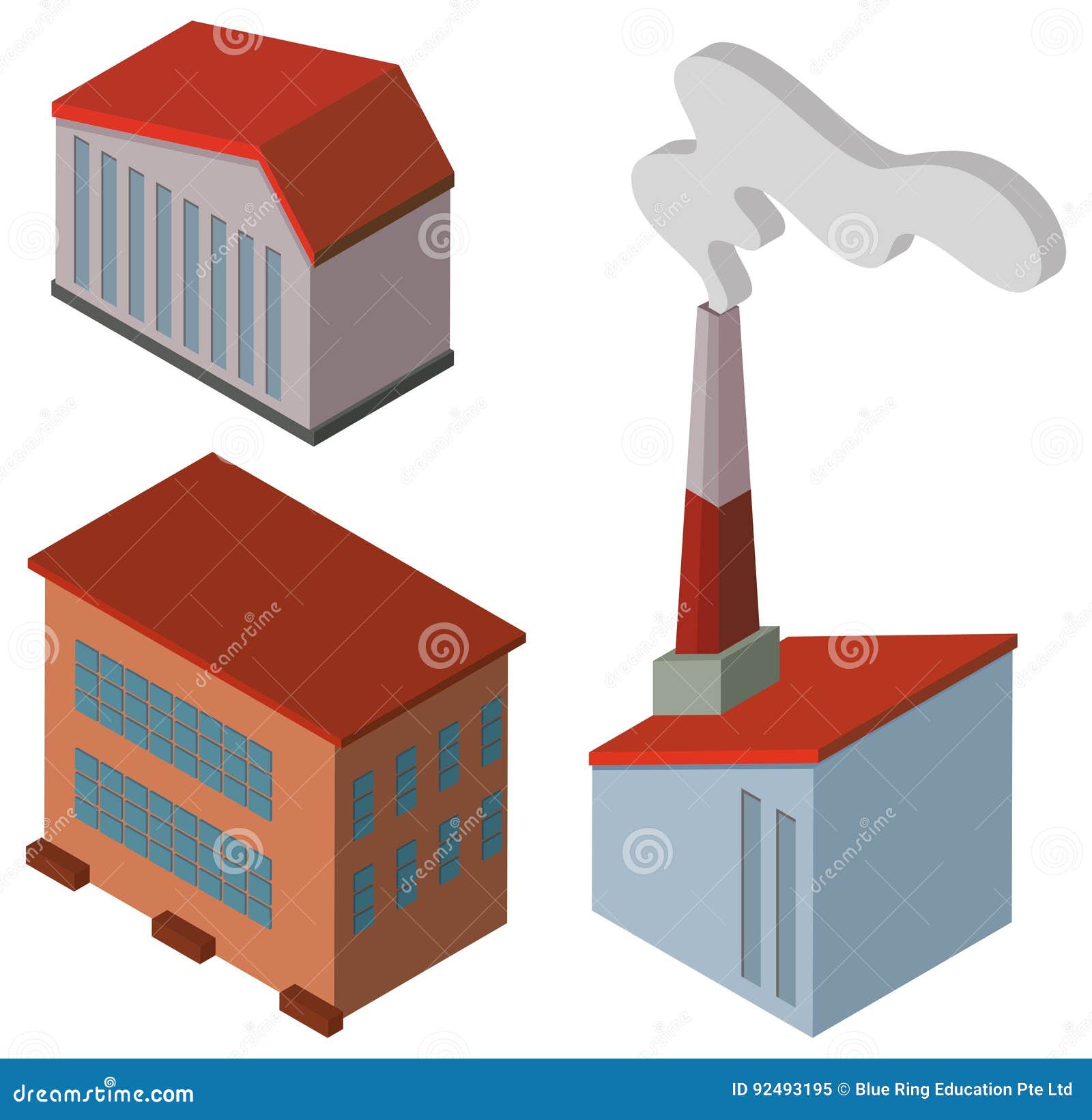 Different Designs of Factory Buildings Stock Vector - Illustration of ...