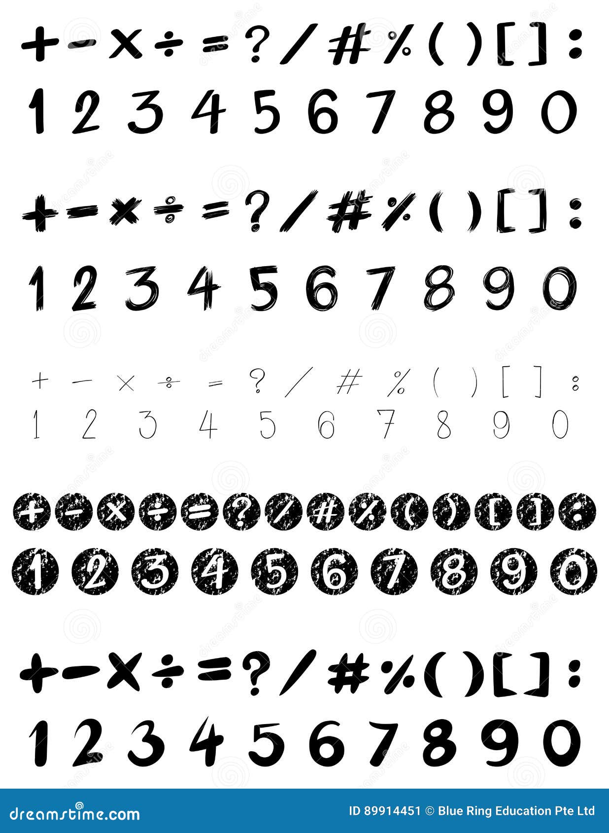 Different Designs for Numbers and Signs Stock Vector - Illustration of ...