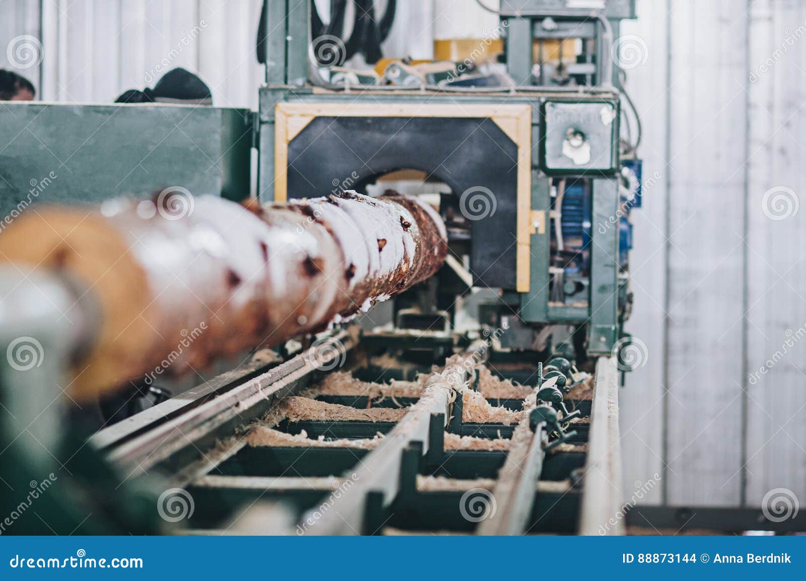 Tree Trunk in Woodworking Machine Stock Photo - Image of chainsaw ...