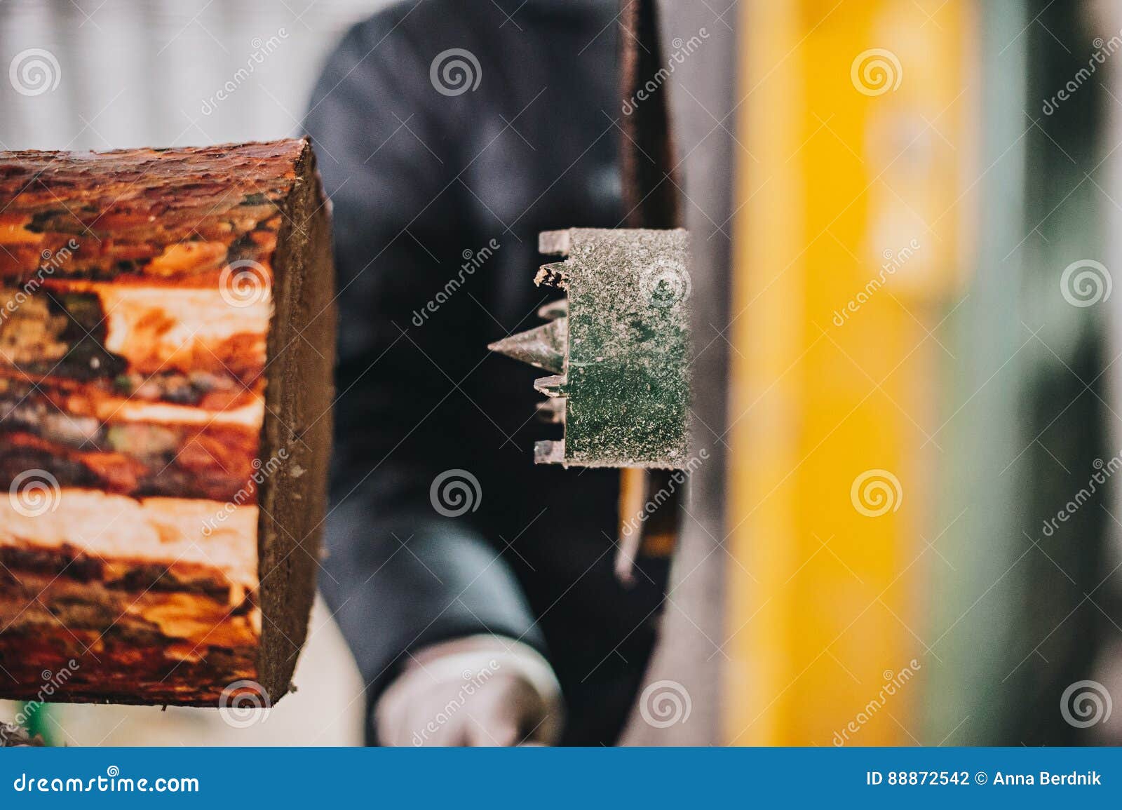 Tree Trunk in Woodworking Machine Stock Photo - Image of carving ...