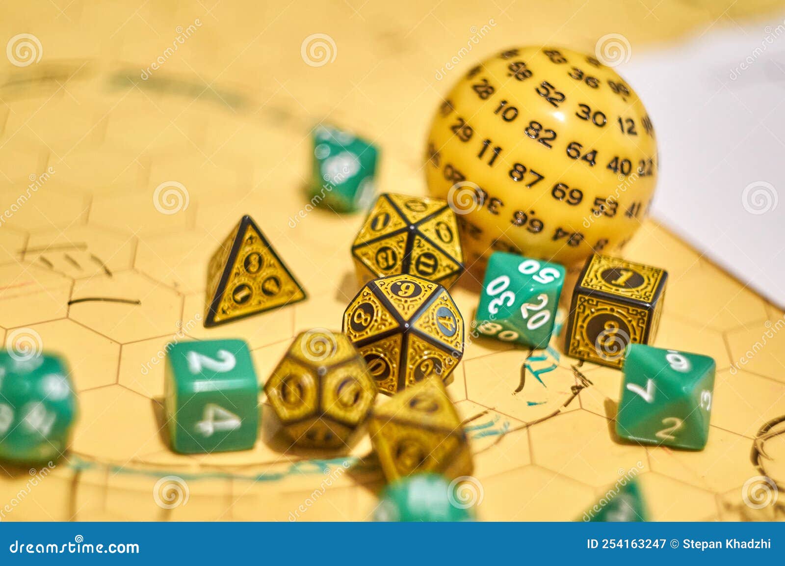 Different Dice for Playing Role-playing Games, Random Color. D100 Stock ...