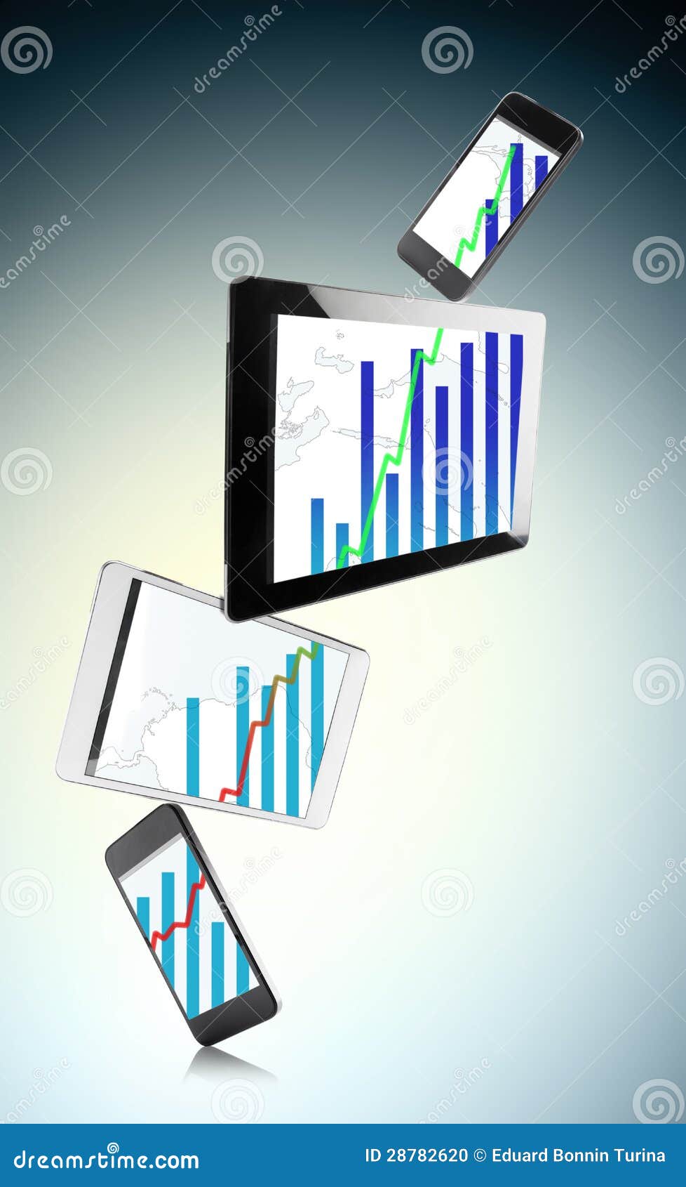 Different Digital Devices with Graphics Images Stock Photo - Image of ...