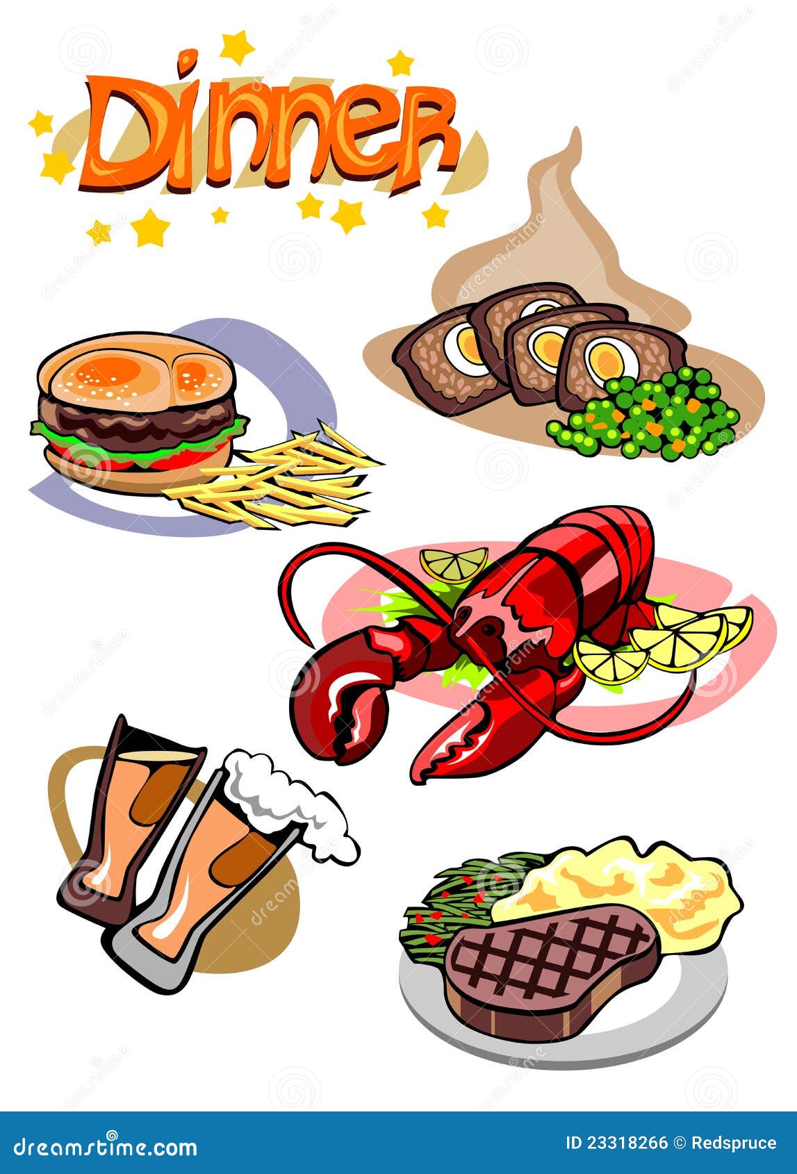 Six Dinner Sets Vector Illustration | CartoonDealer.com #2960724