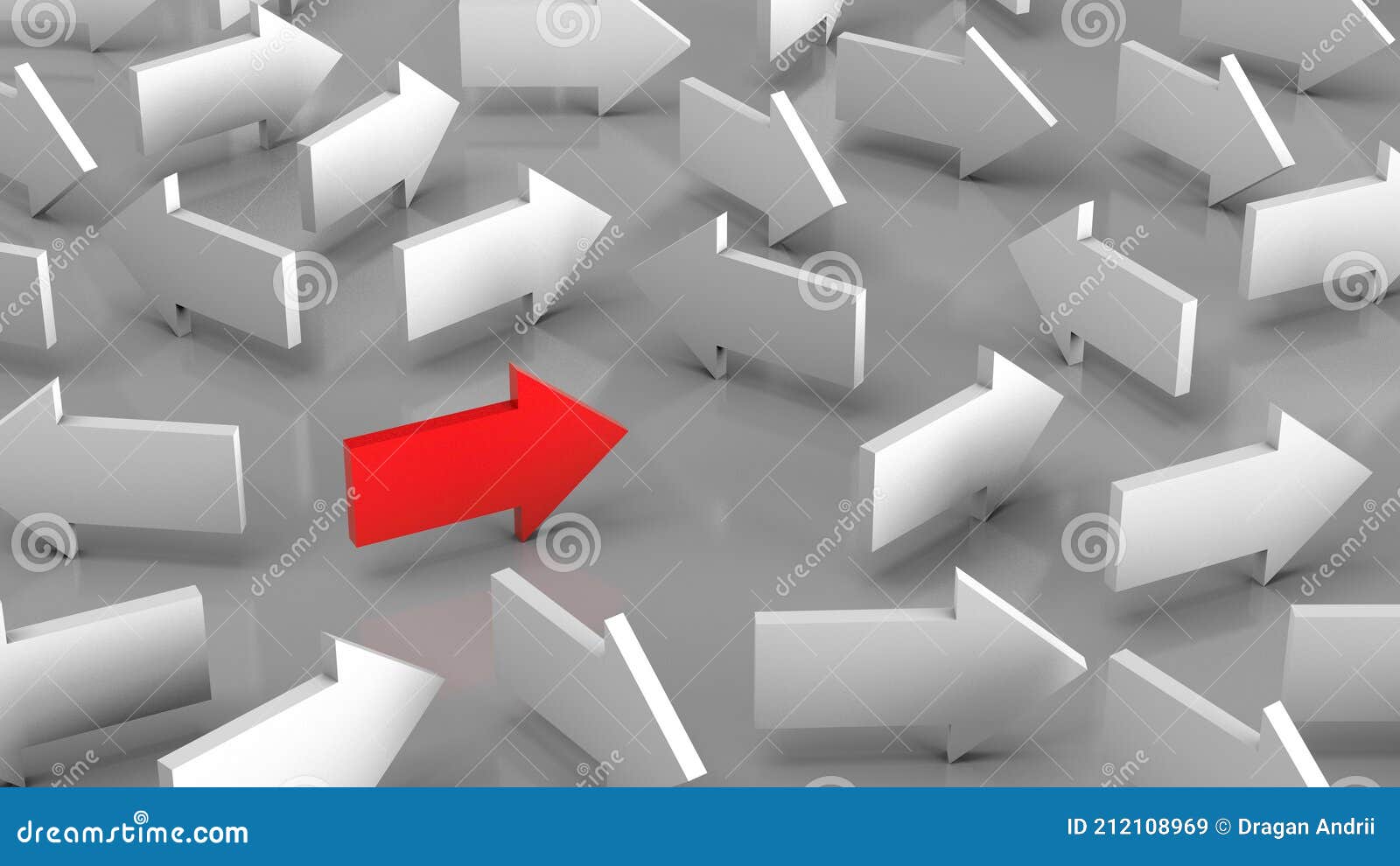 Different Directions of Movement. Red Arrow among Whites Stock ...