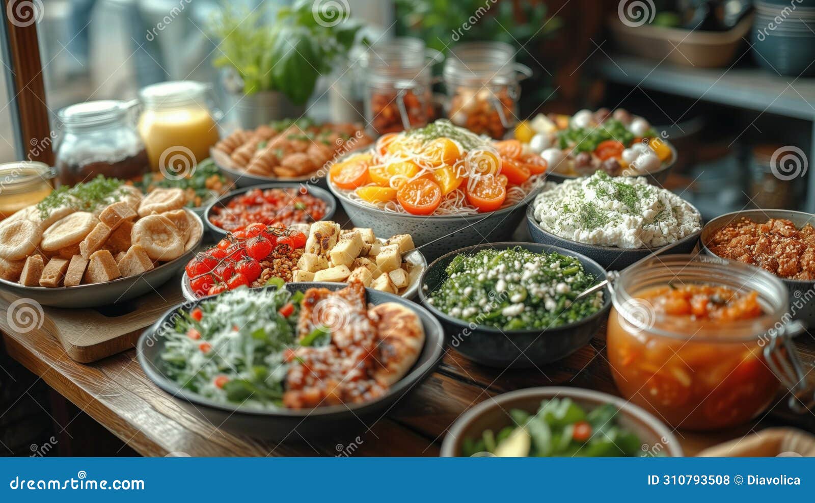 Different Dishes on the Table Stock Illustration - Illustration of ...