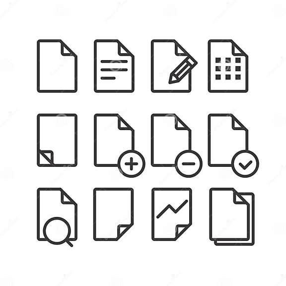 Different Documents Icons Set with Rounded Corners Stock Vector ...