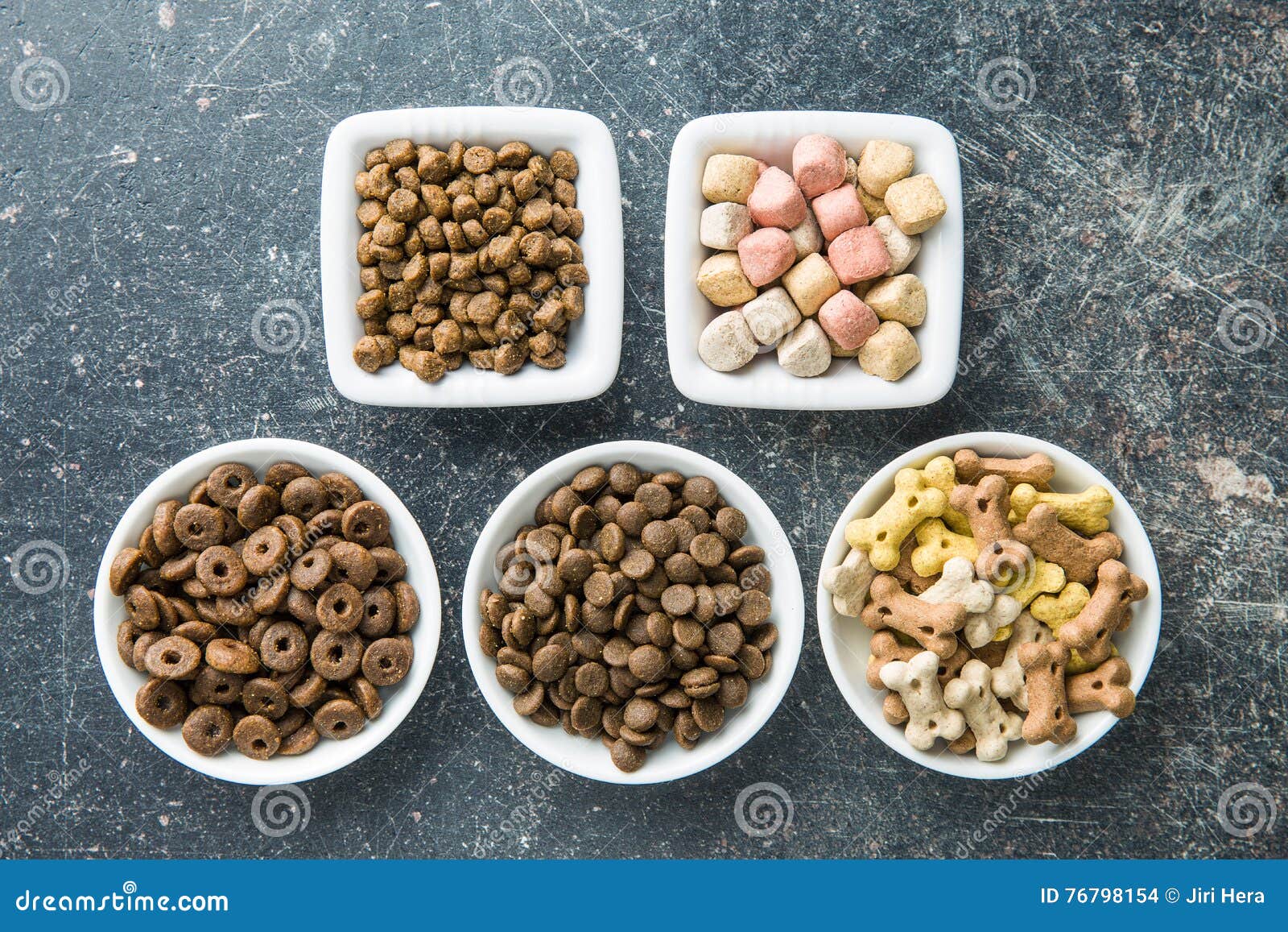 Different dog foods. stock photo. Image of snack, overhead - 76798154