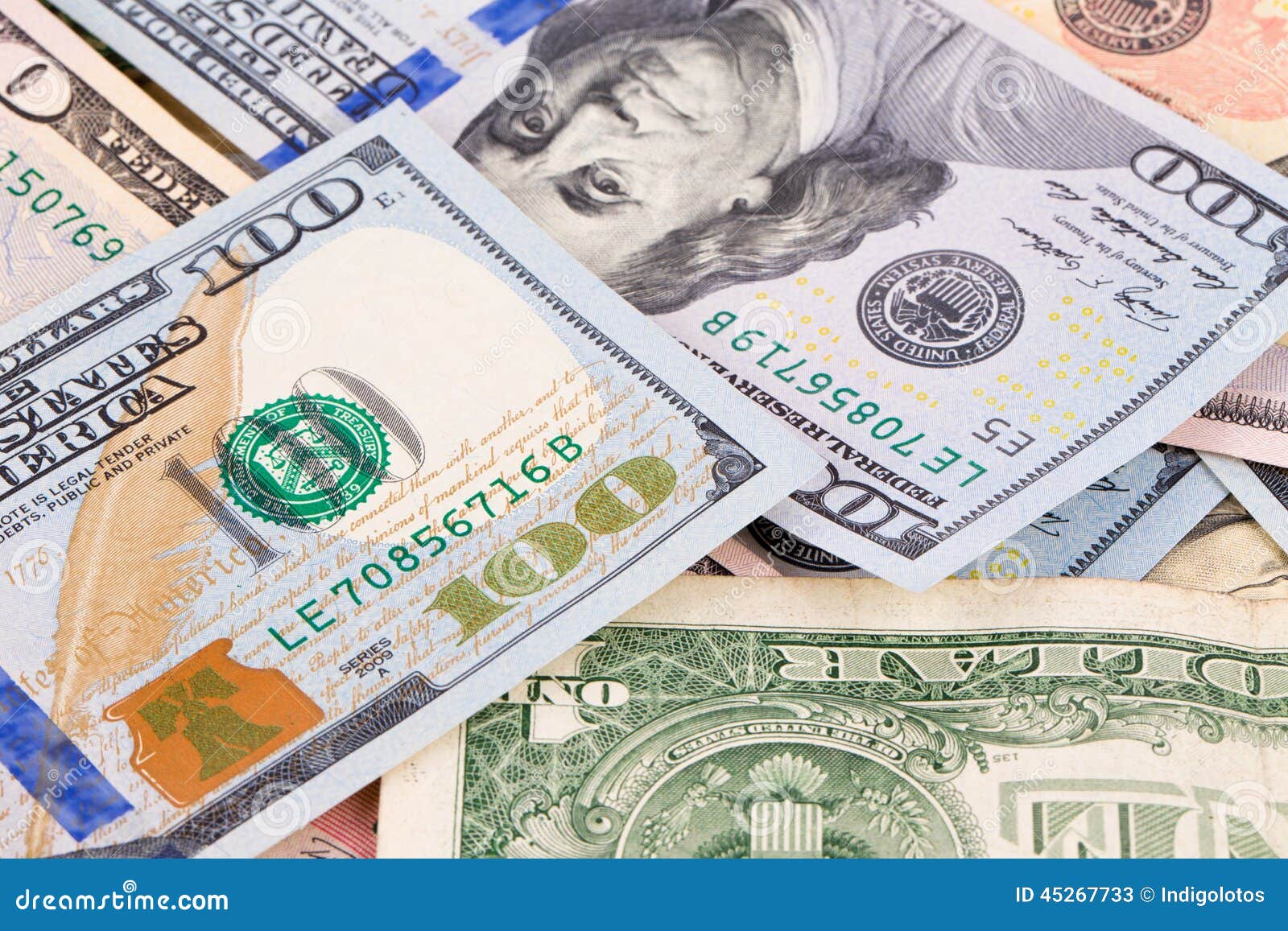 Different dollar bills. stock image. Image of benjamin - 45267733