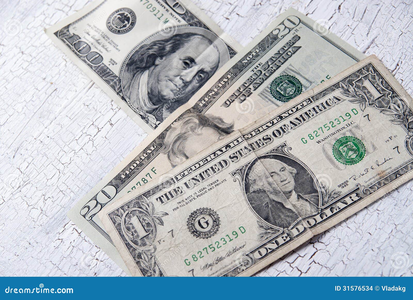 Different Dollar Bills on Wooden Table Stock Photo - Image of poverty ...