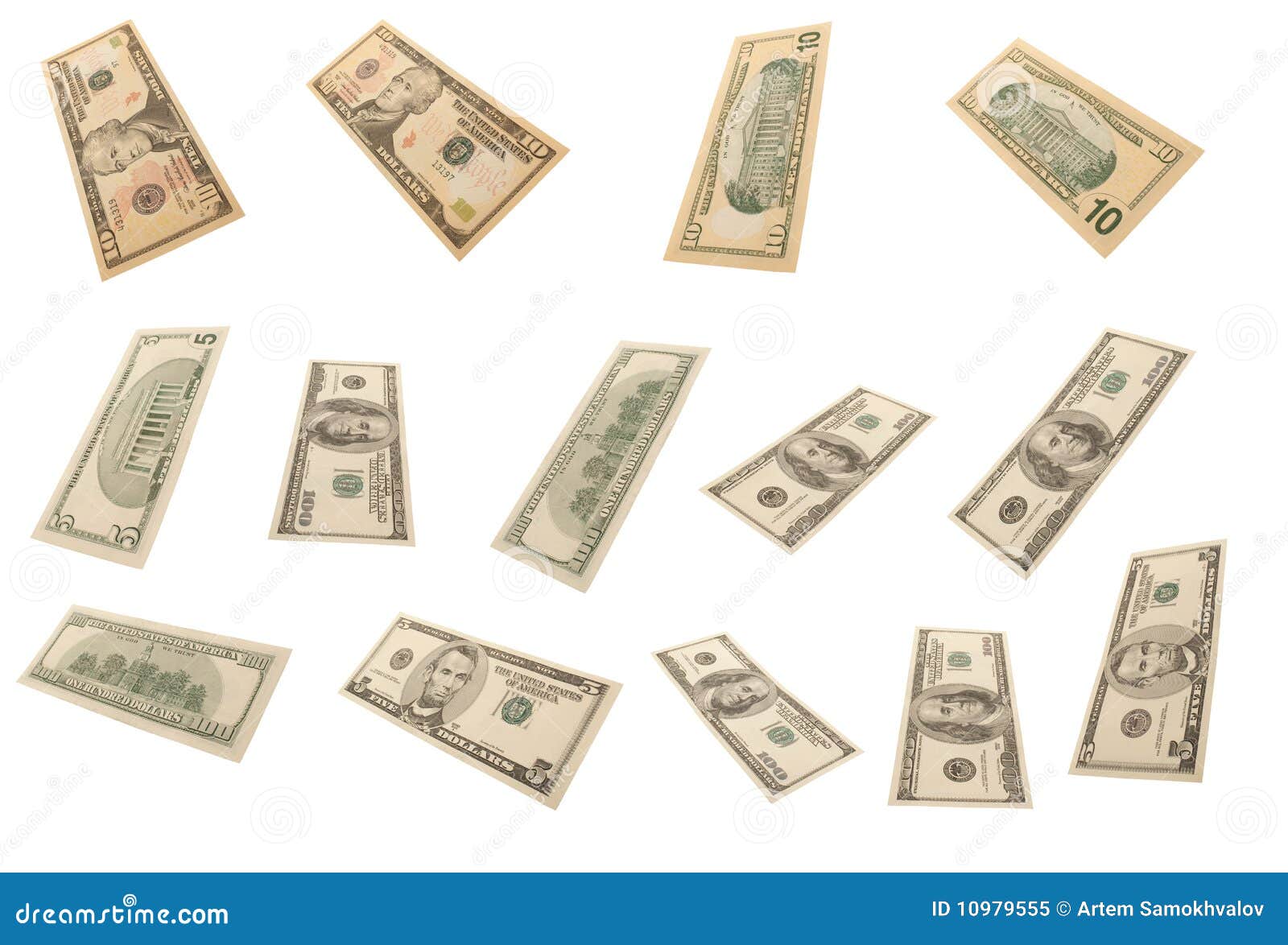 Different Dollar S Banknotes (isolated) Stock Image - Image of dollars ...