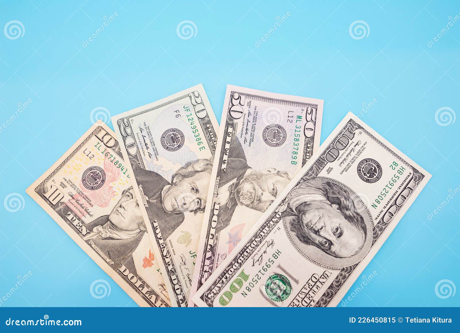 Different Dollars on a Blue Stock Image - Image of banking, payment ...