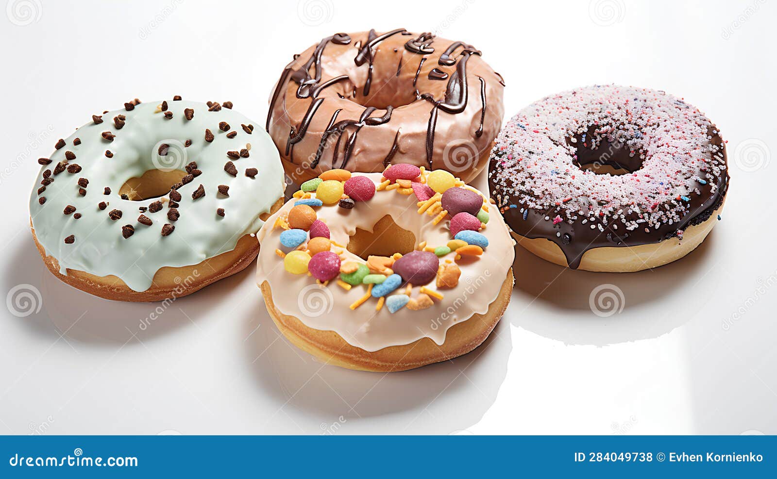 Different Donuts on White Background Stock Illustration - Illustration ...