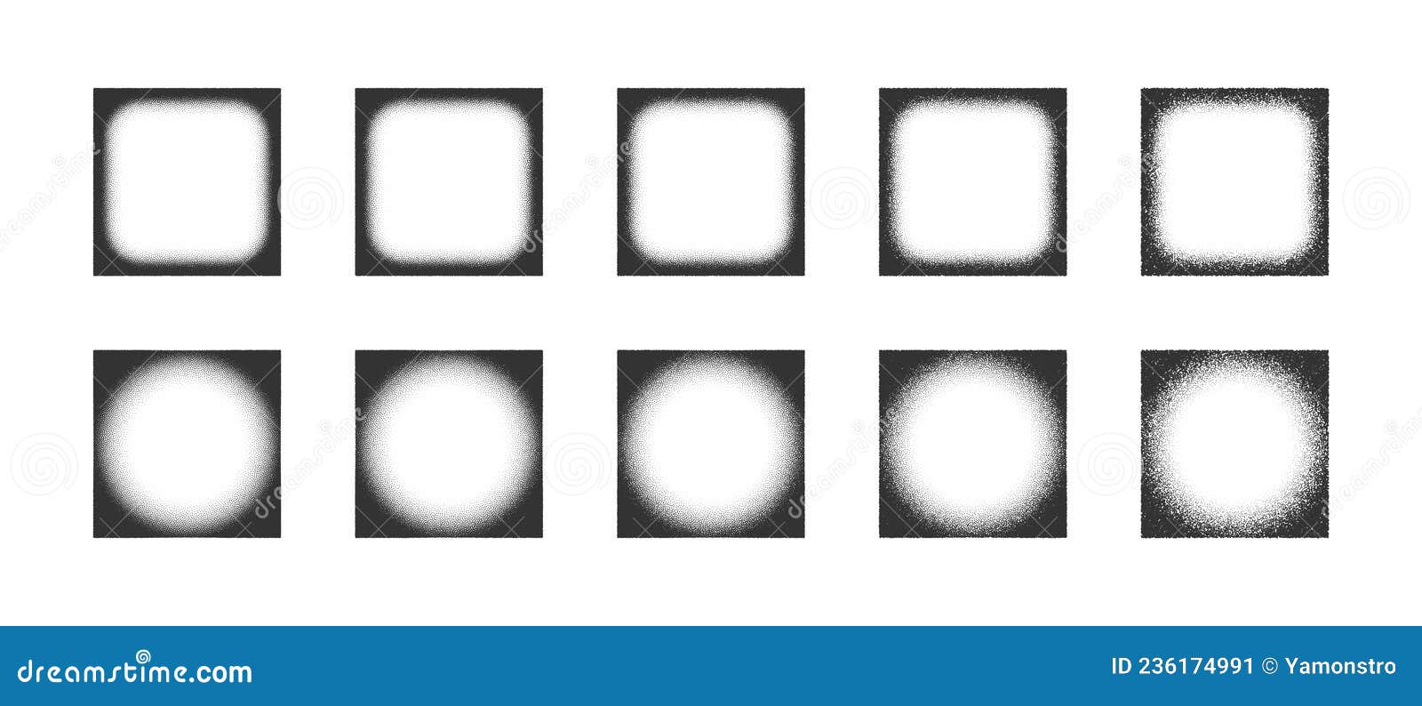 Different Dotted Square Frames Vector Abstract Shapes Set Isolated on ...