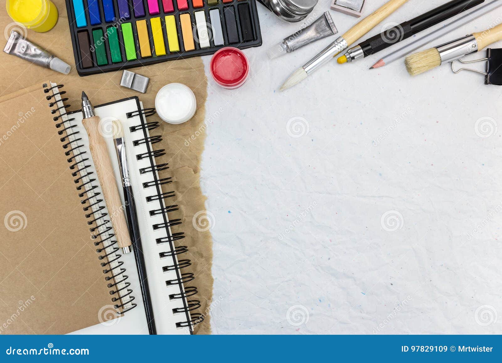 Different Drawing Tools on Recycled Paper Background Stock Image ... Different Drawing Tools on Recycled Paper Background Stock Image ...