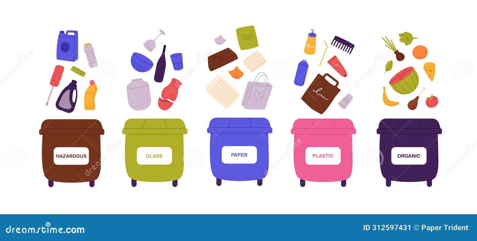 Different Dustbins, Containers For Recycle Set. Garbage Sorting, Trash ...