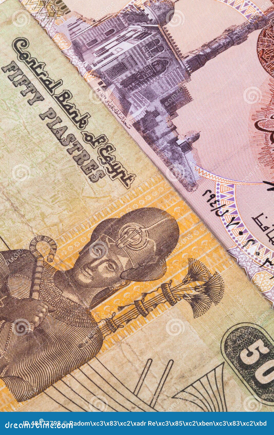 Different Egyptian Banknotes on the Desk Stock Photo - Image of ...