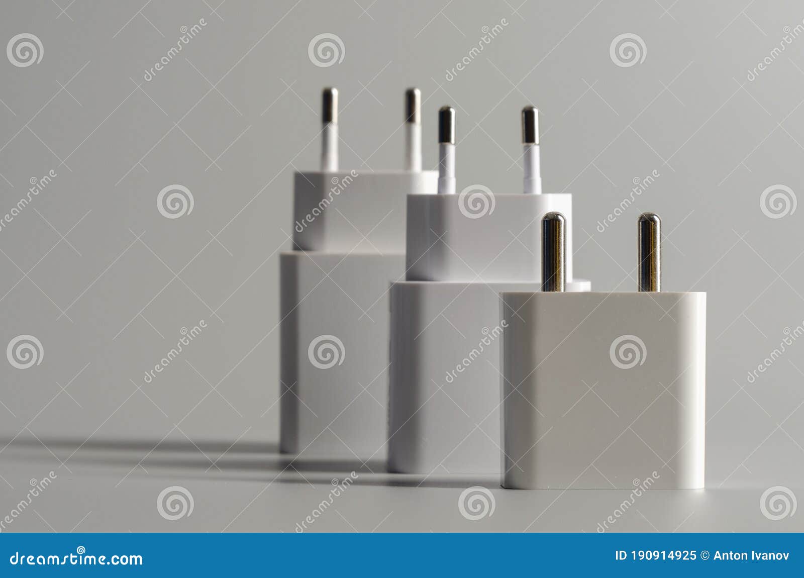 Different Electric Plug Connector on Grey Background Stock Image ...