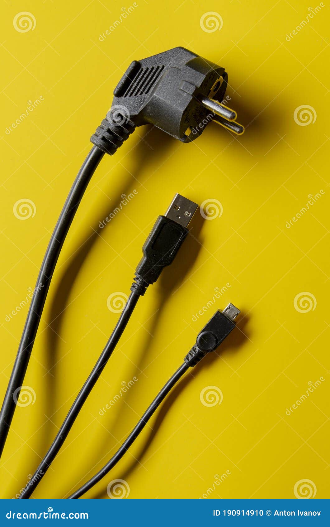 Different Electric Plug Connector on Yellow Background Stock Photo ...