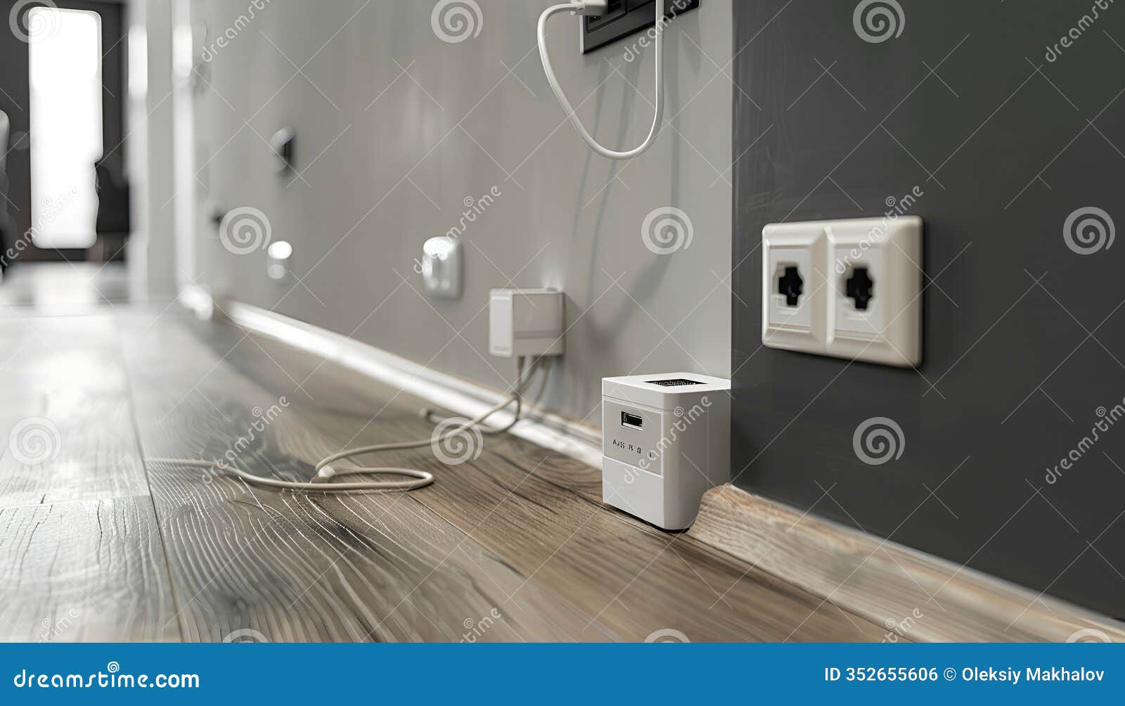 Different Electrical Plugs in Socket and Power Strip on Floor Indoors ...