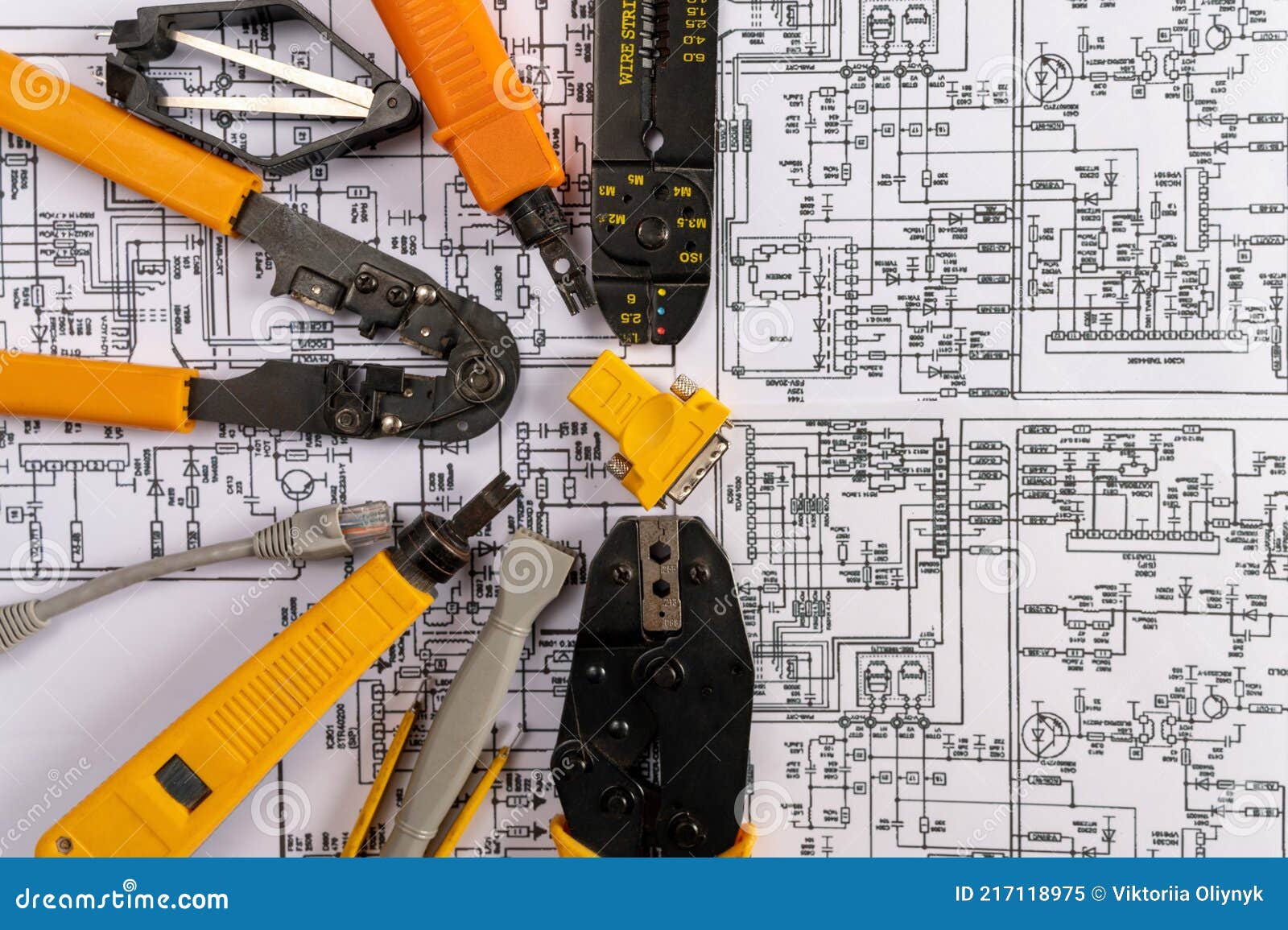 Different Electrical Tools on Electrical Engineering Drawings . Stock ...