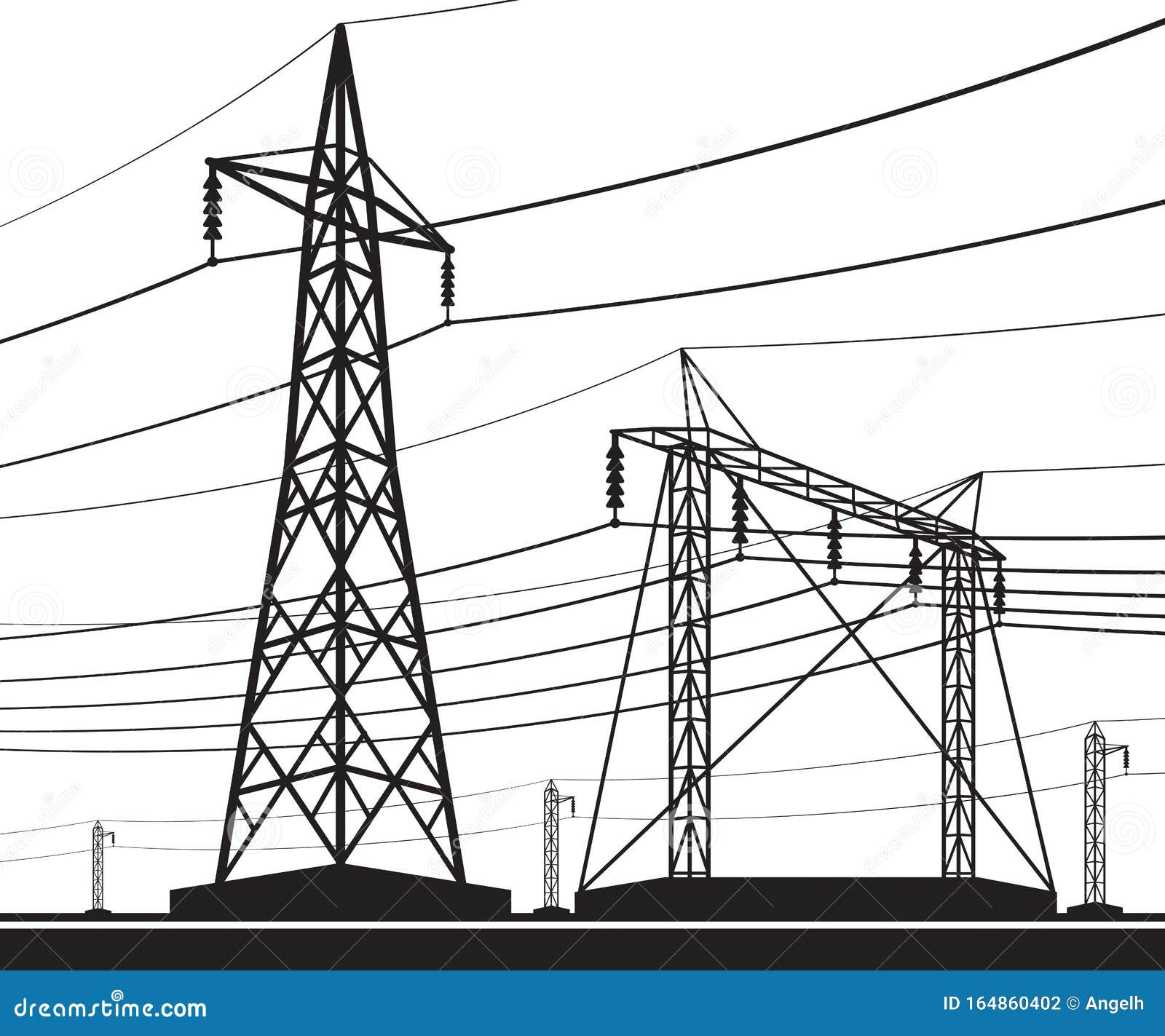 Different Electrical Transmission Lines Stock Vector - Illustration of ...