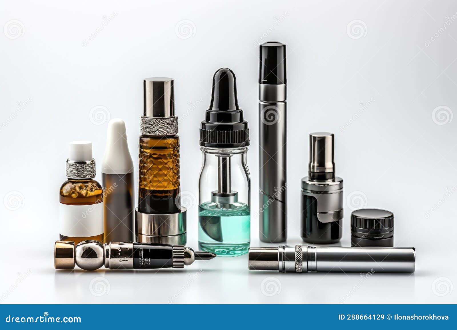Different Electronic Cigarettes on White Background. Smoking ...