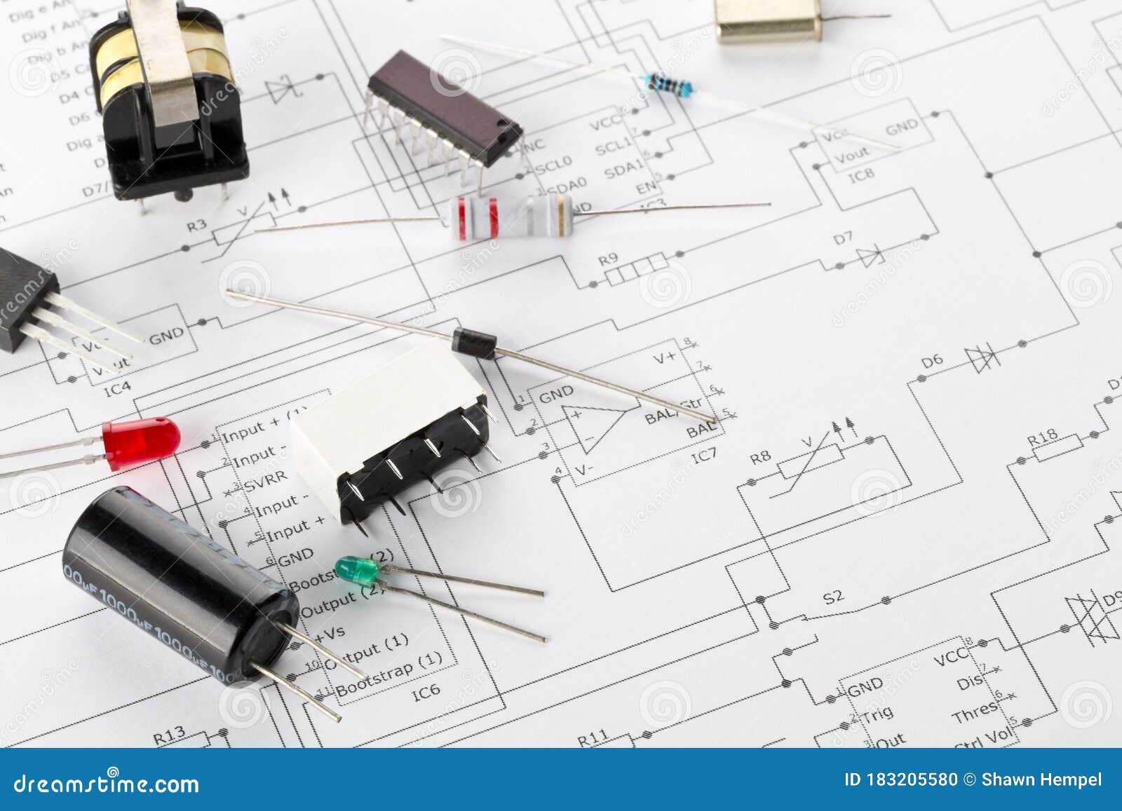 Different Electronic Parts or Components on Pcb Wiring Diagram with ...