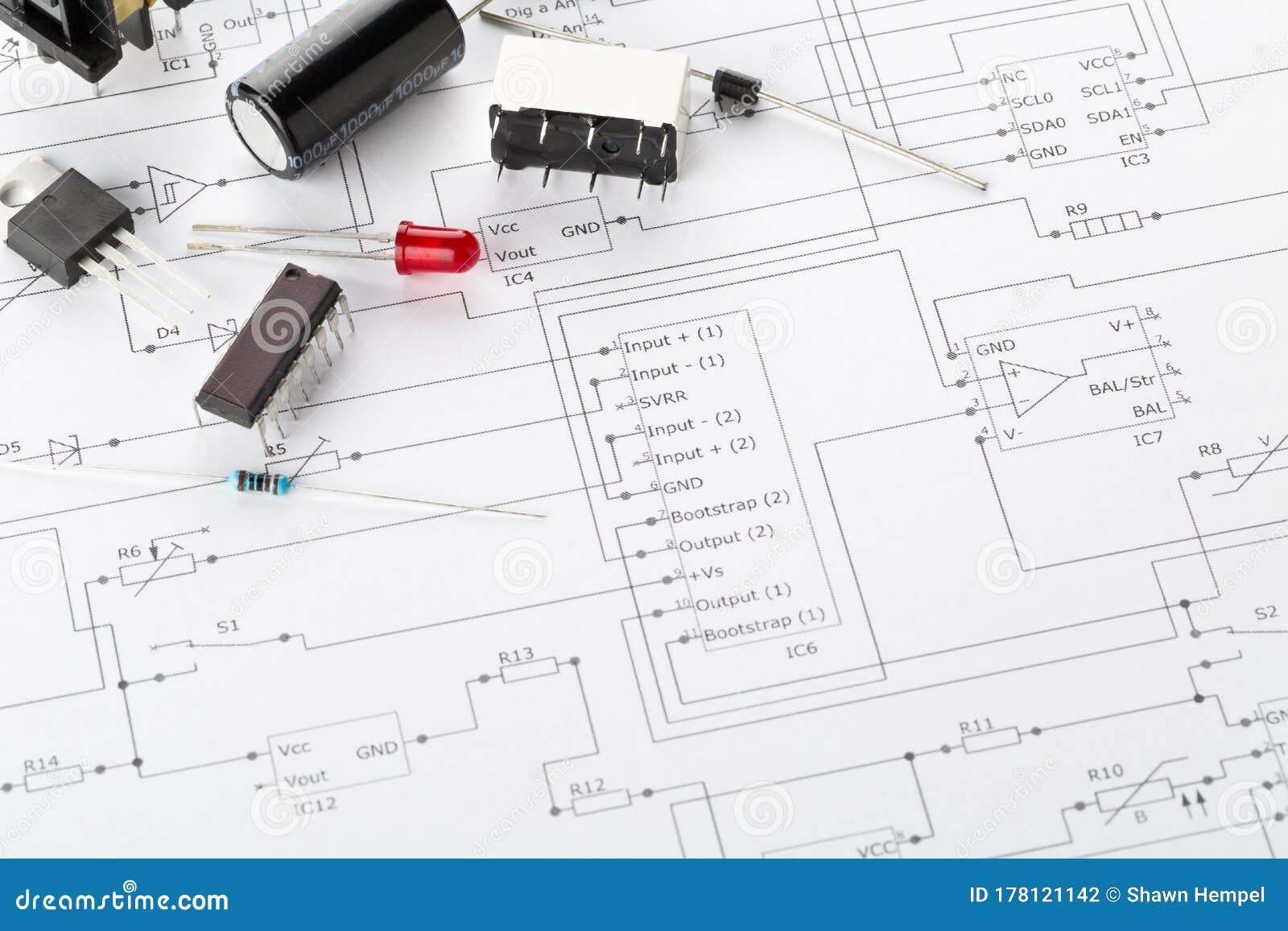 Different Electronic Parts or Components on Pcb Wiring Diagram with ...
