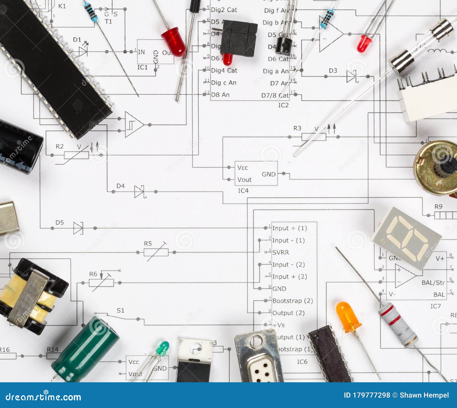 Different Electronic Parts or Components on Pcb Wiring Scheme with ...