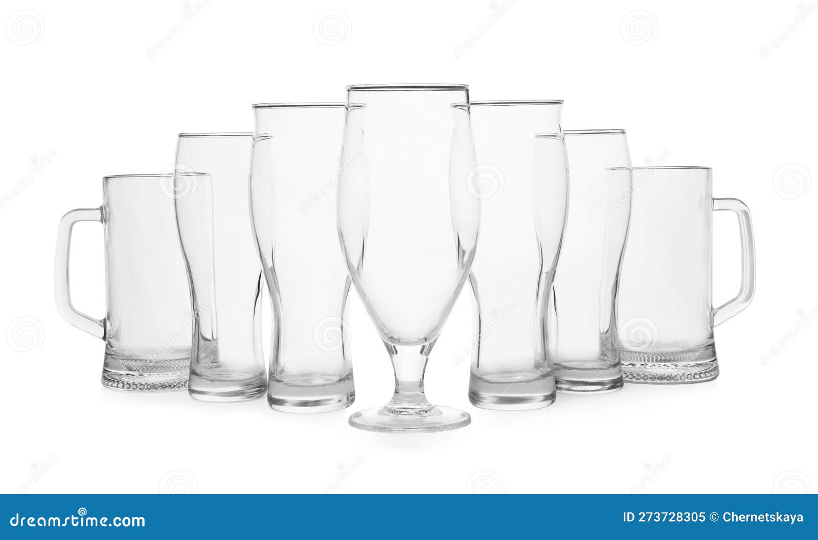 Different Elegant Empty Glasses Isolated on White Stock Image - Image ...
