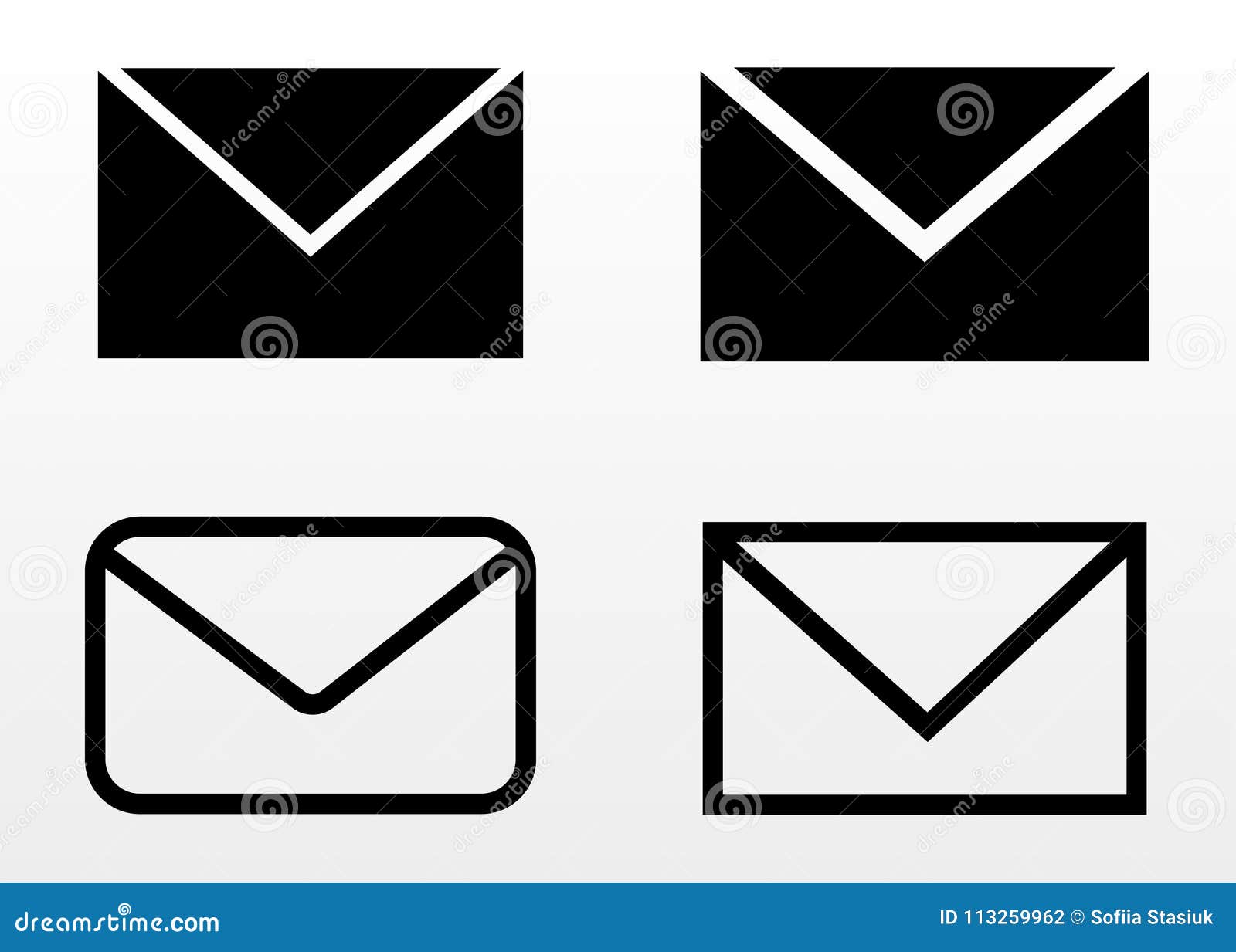 Different Email Icons Vector Set Stock Vector - Illustration of ...