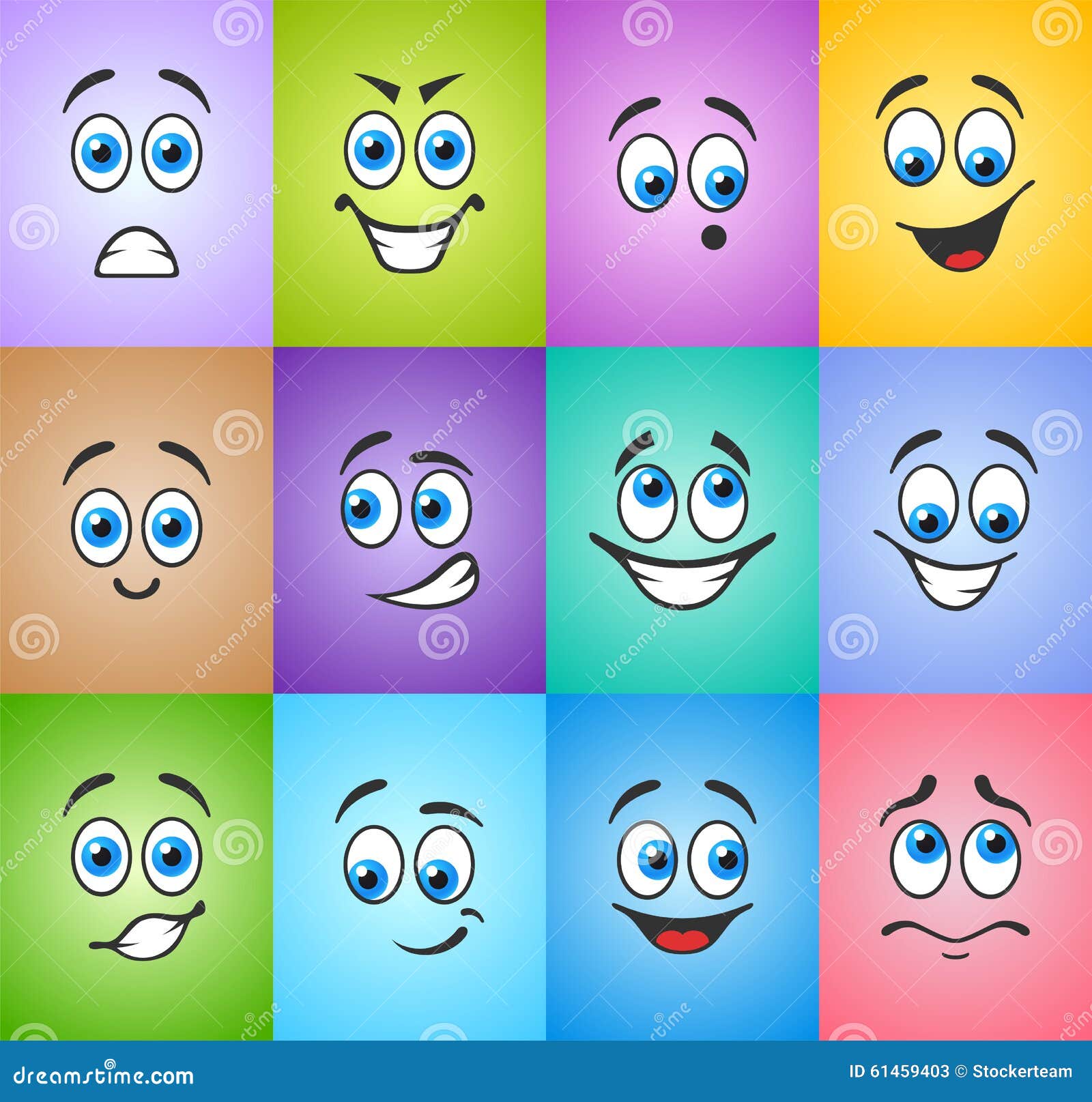 Different Emotions on Colored Background Stock Vector - Illustration of ...