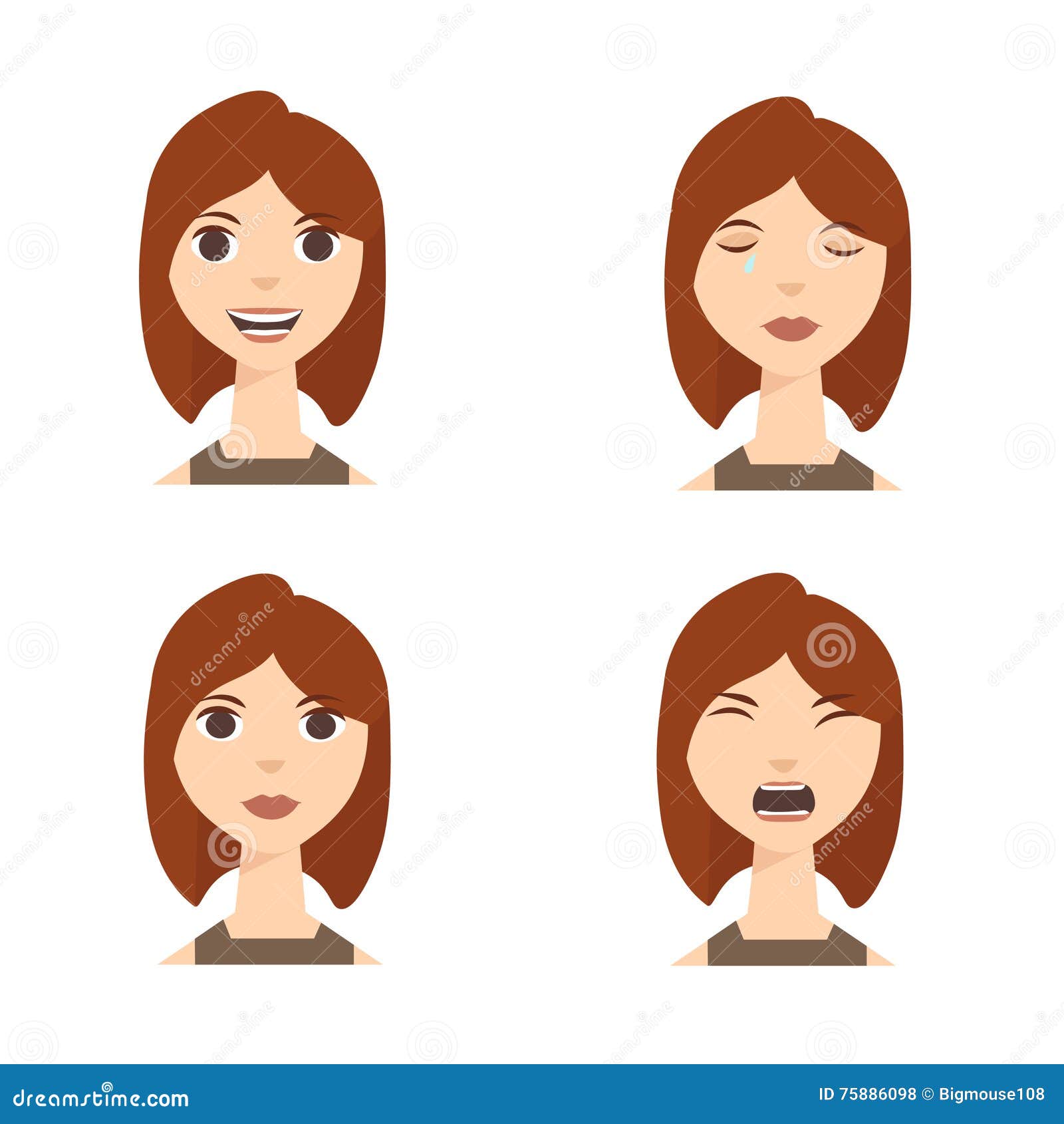 Different Emotions. Vector stock vector. Illustration of laughter ...