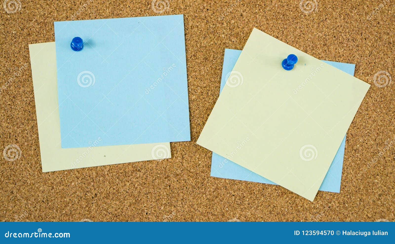 Different Color Post it Notes Pinned on Cork Board Stock Photo - Image ...