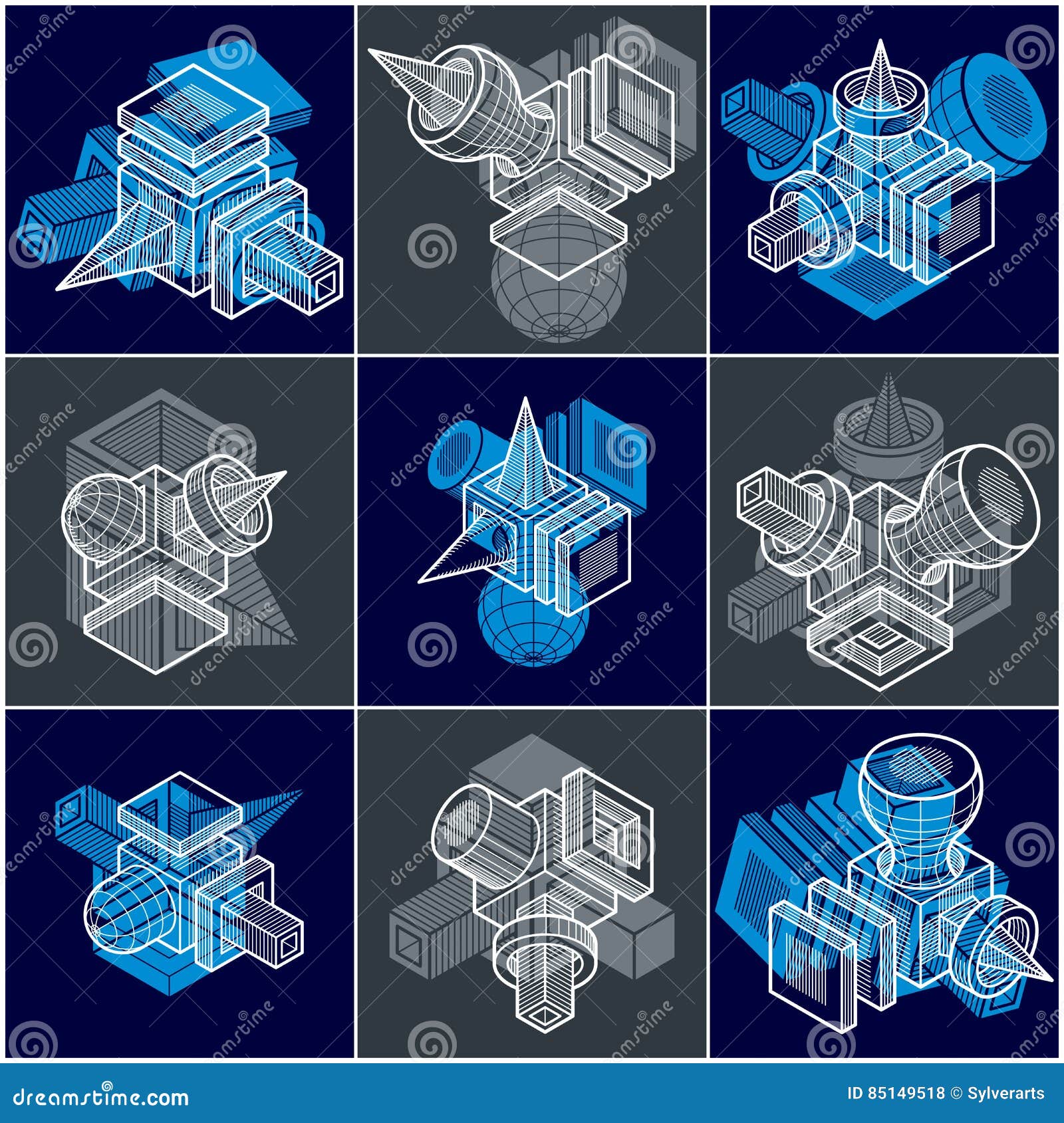 Different Engineering Constructions Collection, Abstract Vectors Stock ...