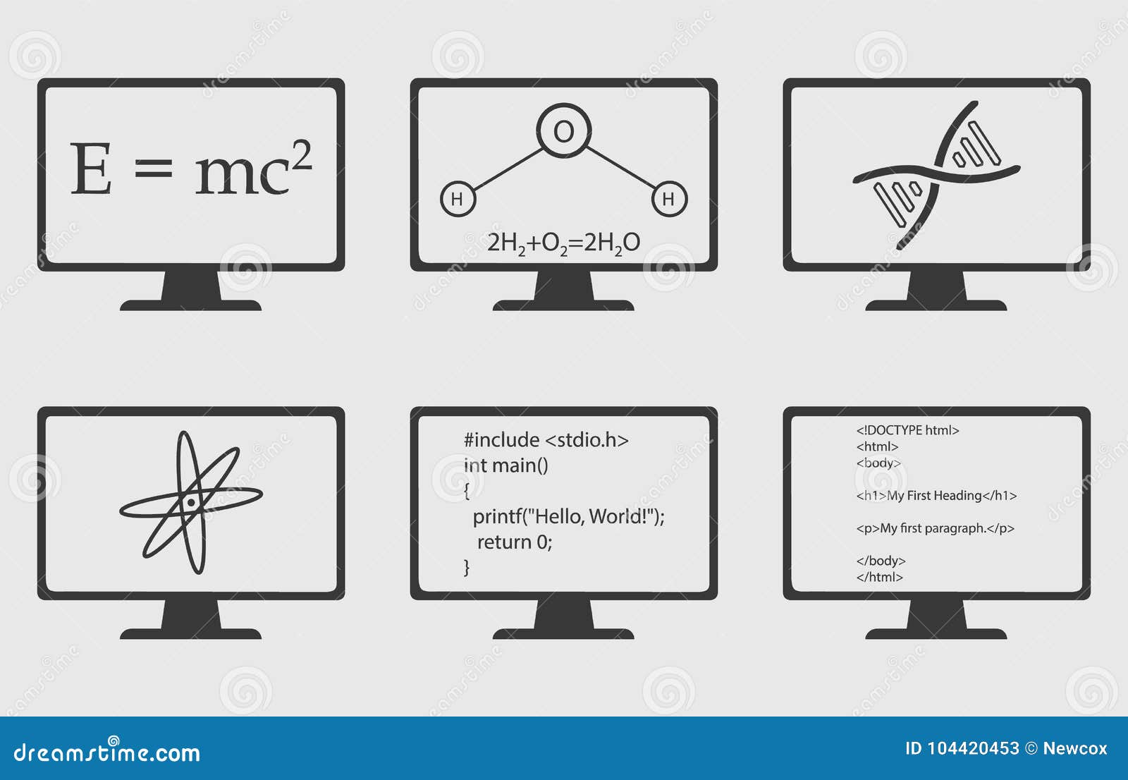Different Engineering Subject Icon Set are on Computer Screen. Stock ...