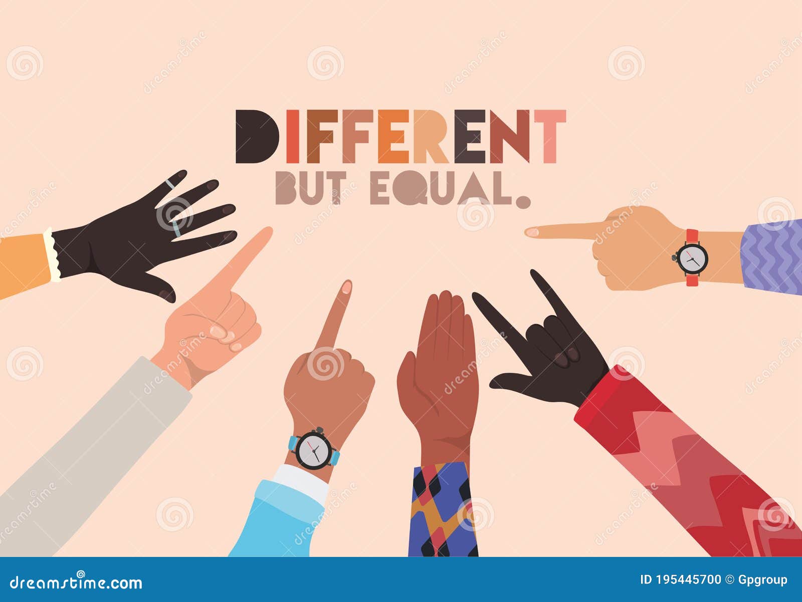 Different but Equal and Diversity Skin Hands Vector Design Stock Vector ... Different but Equal and Diversity Skin Hands Vector Design Stock Vector ...