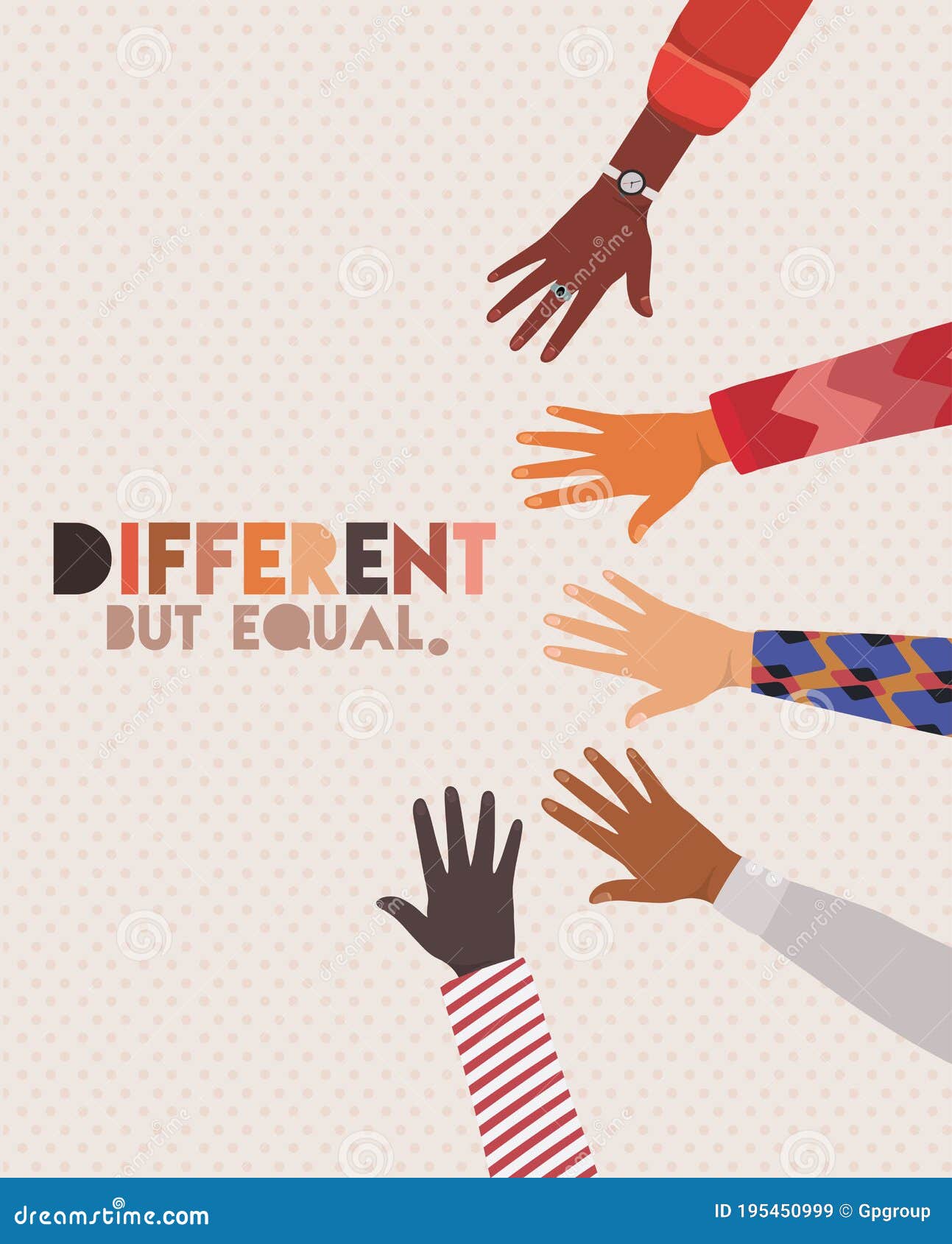 Different but Equal and Diversity Skin Hands Vector Design Stock Vector ... Different but Equal and Diversity Skin Hands Vector Design Stock Vector ...
