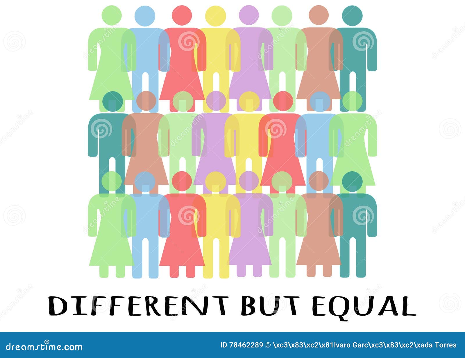 Different but equal 4 stock illustration. Illustration of feminism ...