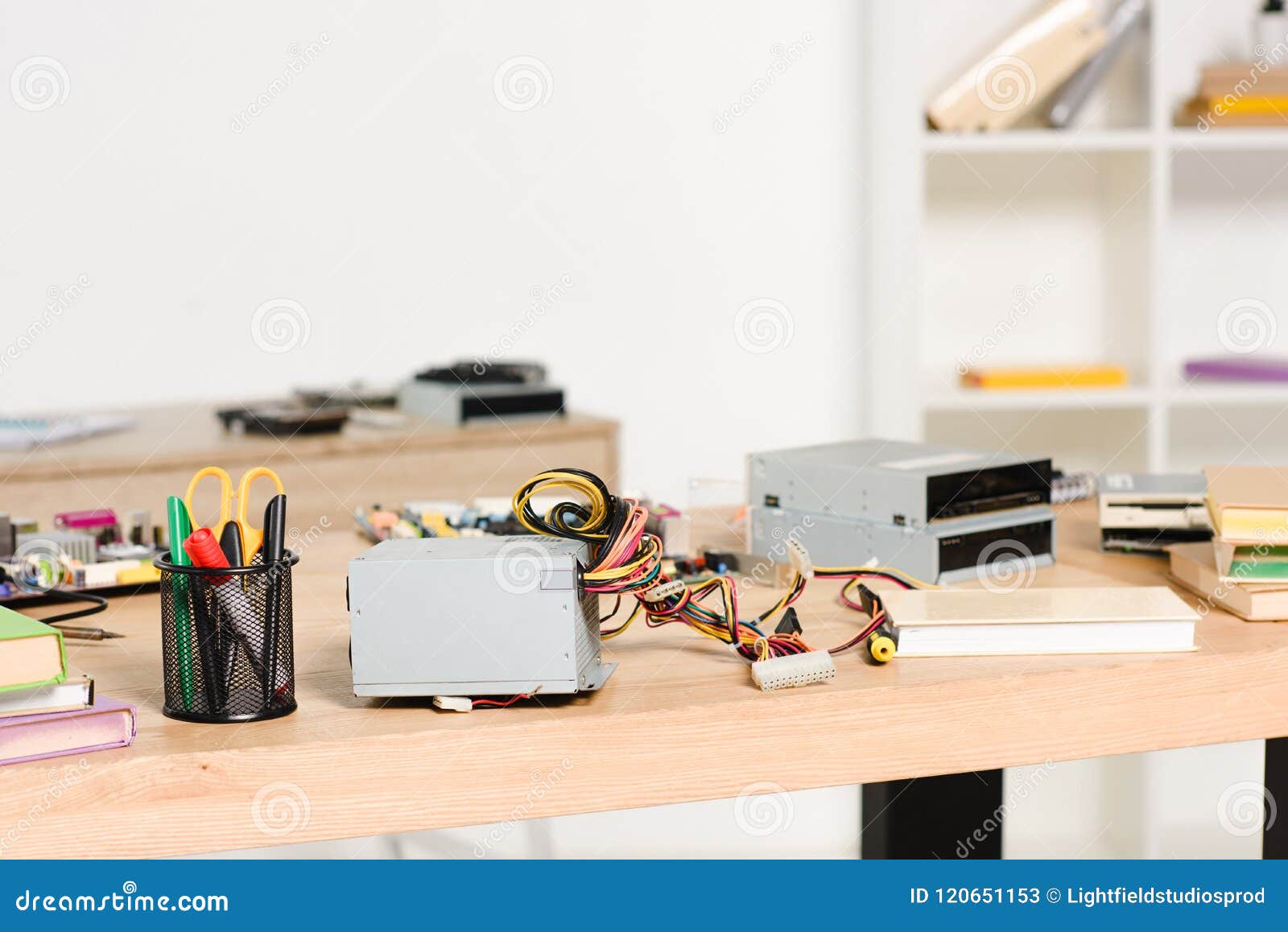 Different Equipment for Engineering on Tables Stock Image - Image of ...