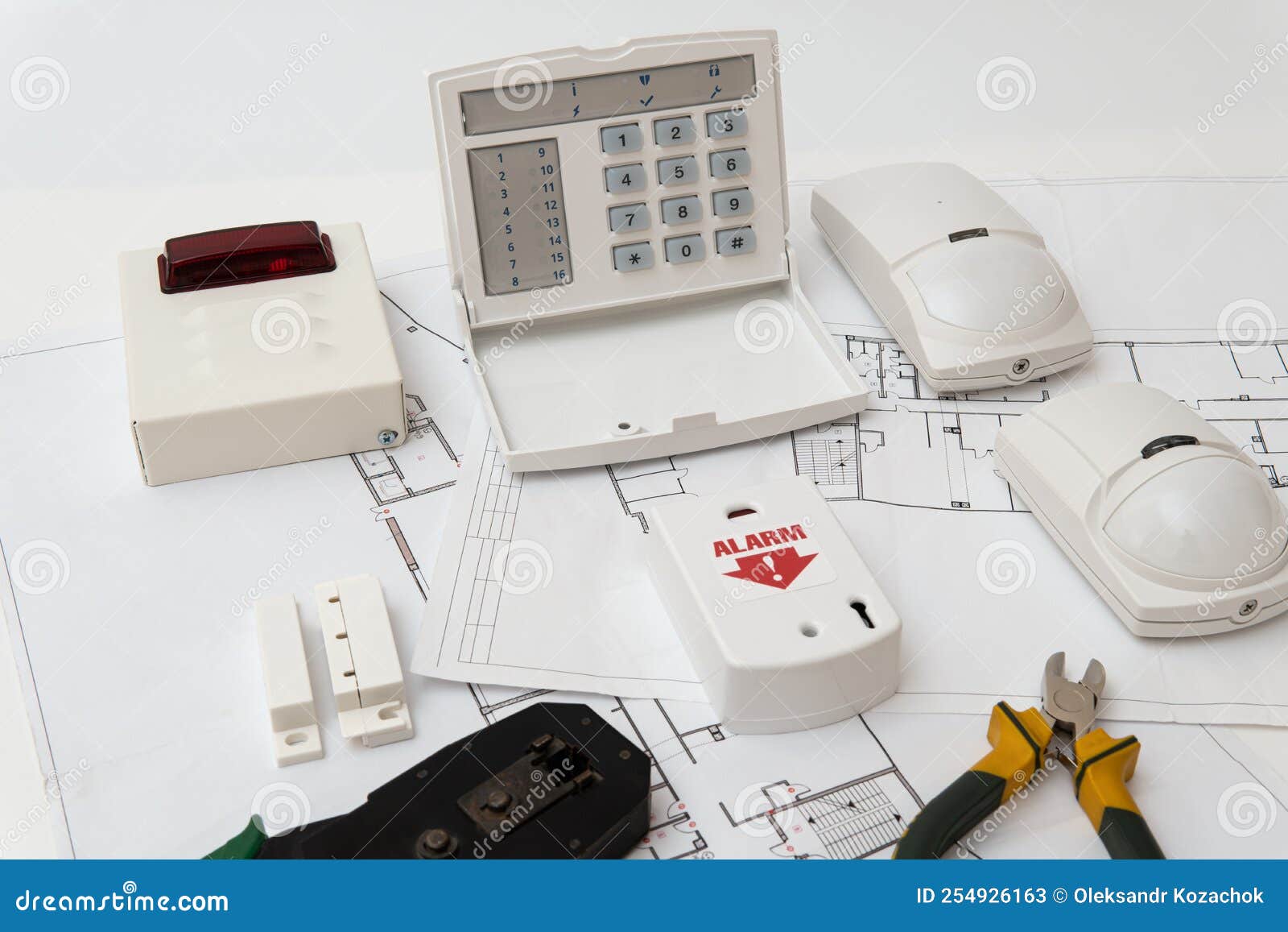 Different Equipment of Security System on White Background. Stock Image ...