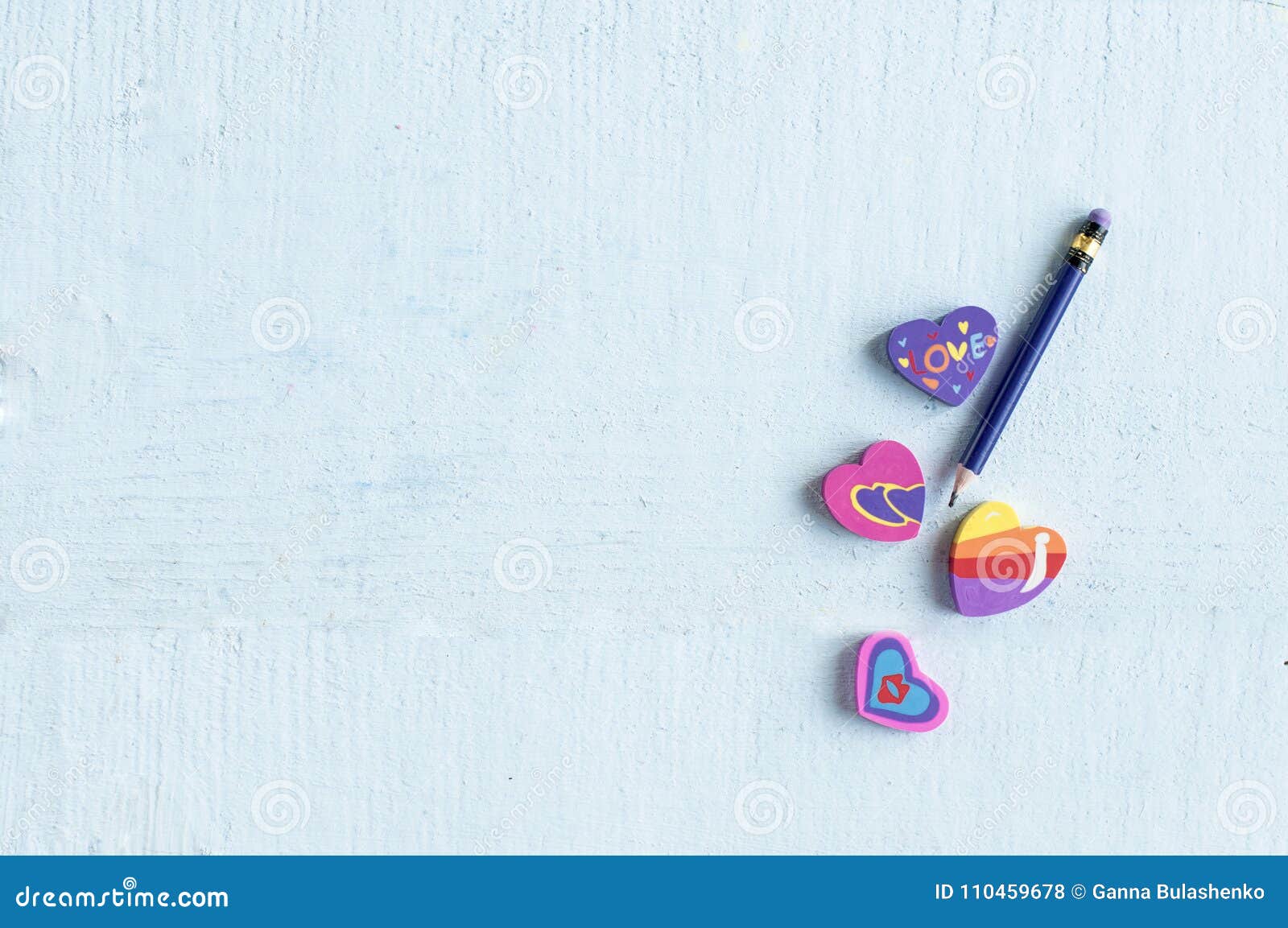 Different Eraser in the Shape of a Heart with a Pencil Stock Photo ...