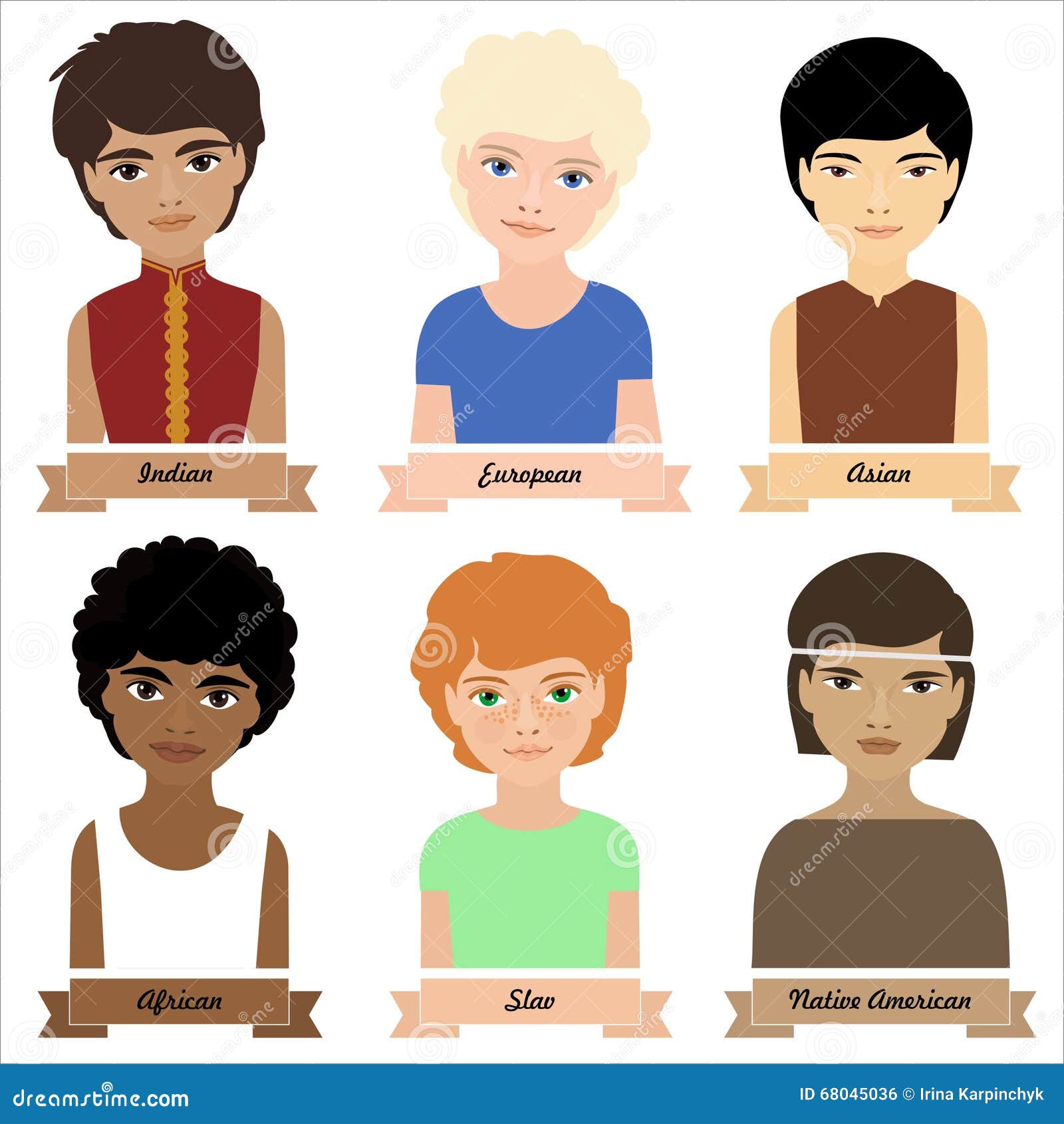 Different Ethnic Group Children, Boys. Colorful Vector Illustration ...