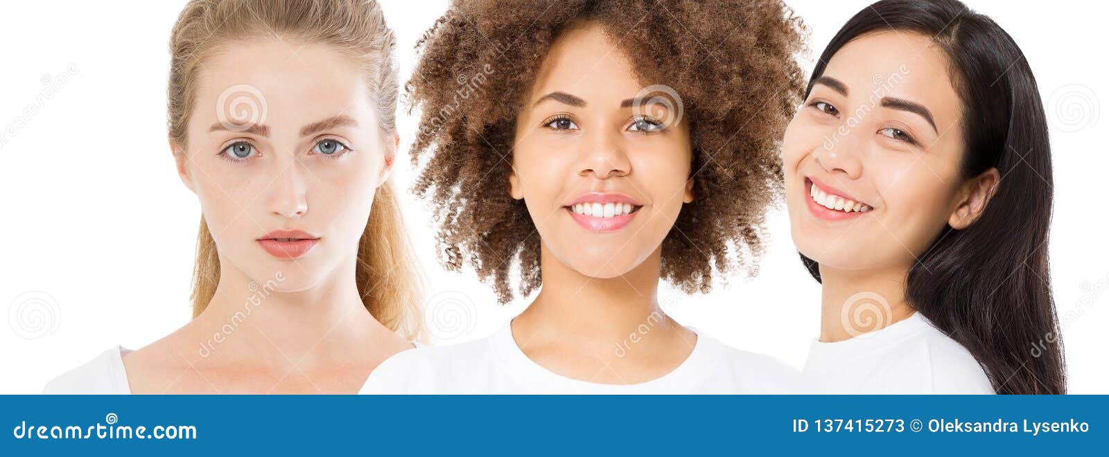 Different Ethnicity Women Asian African Caucasian Beauty Skin Face