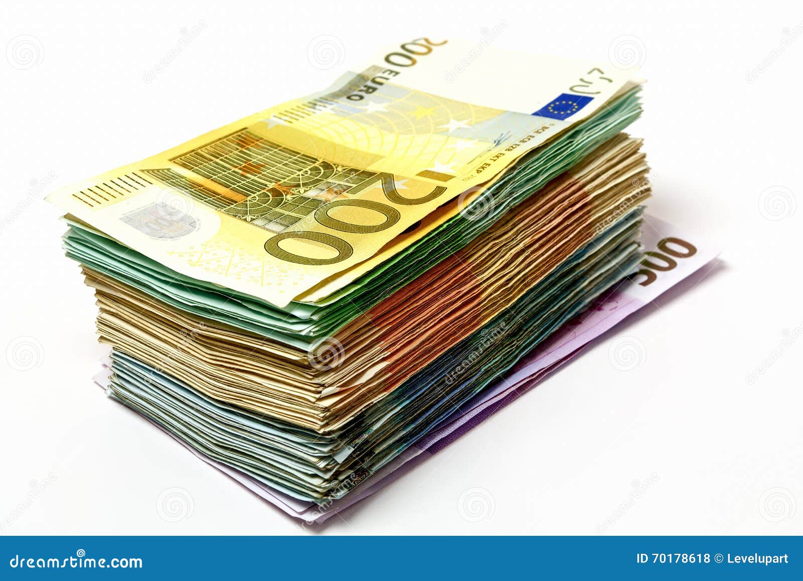 Different Euro Bills are Spread Out on a Table in the Form of a Stock ...