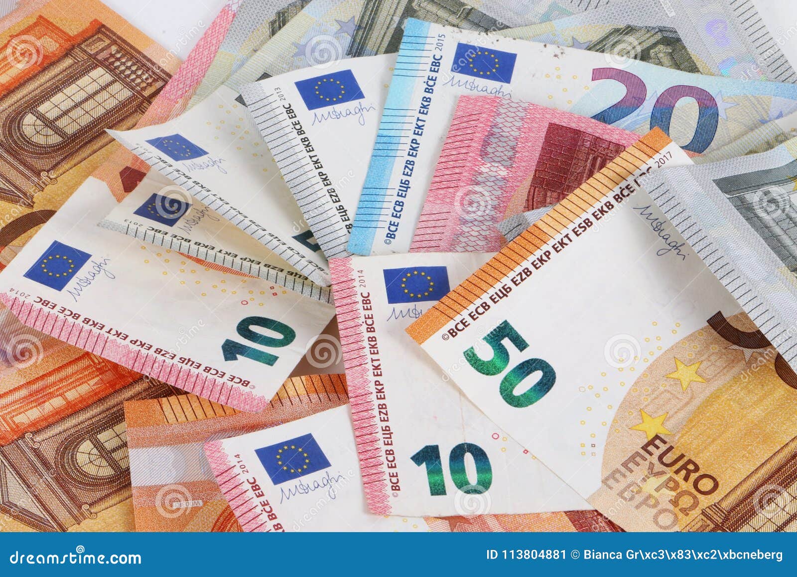 Different Euros Lying in the Studio Stock Image - Image of economy ...