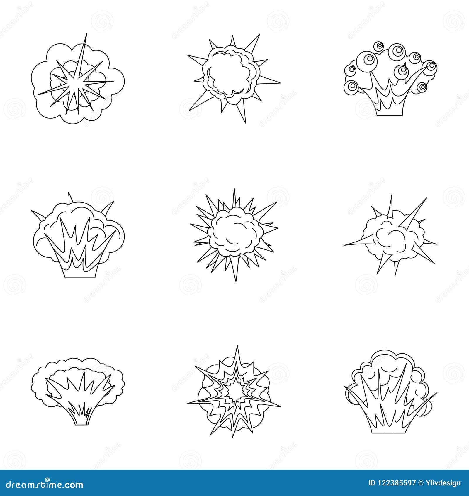 Different Explosion Icons Set, Outline Style Stock Vector ...