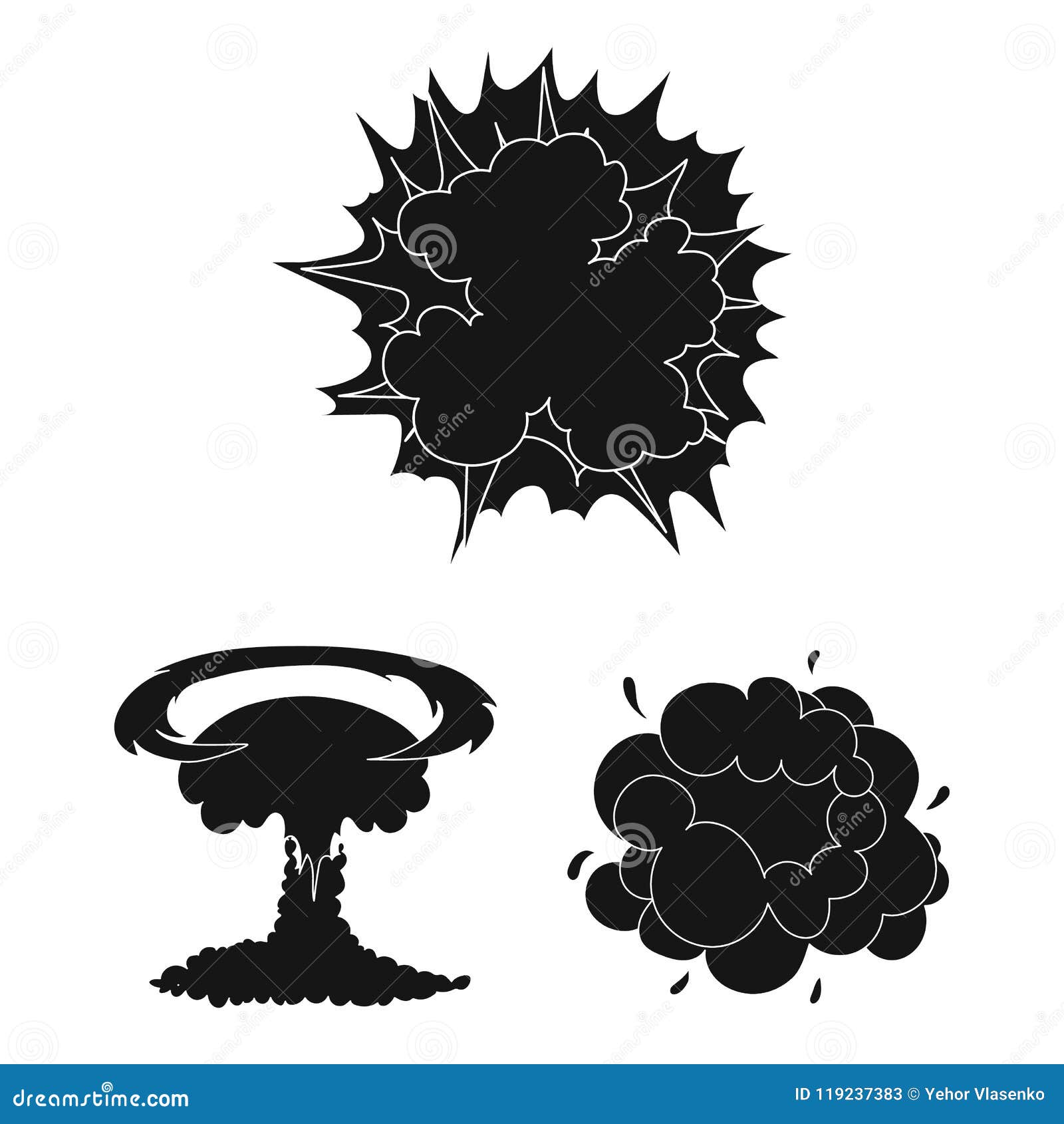 Different Explosions Black Icons in Set Collection for Design.Flash and ...
