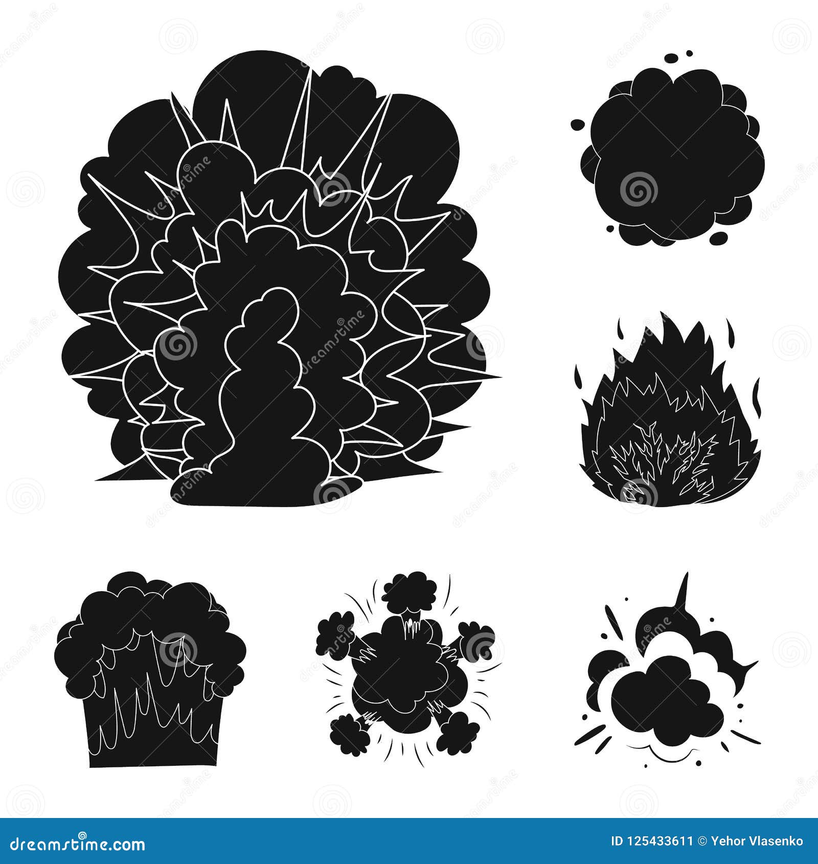 Different Explosions Black Icons in Set Collection for Design.Flash and ...