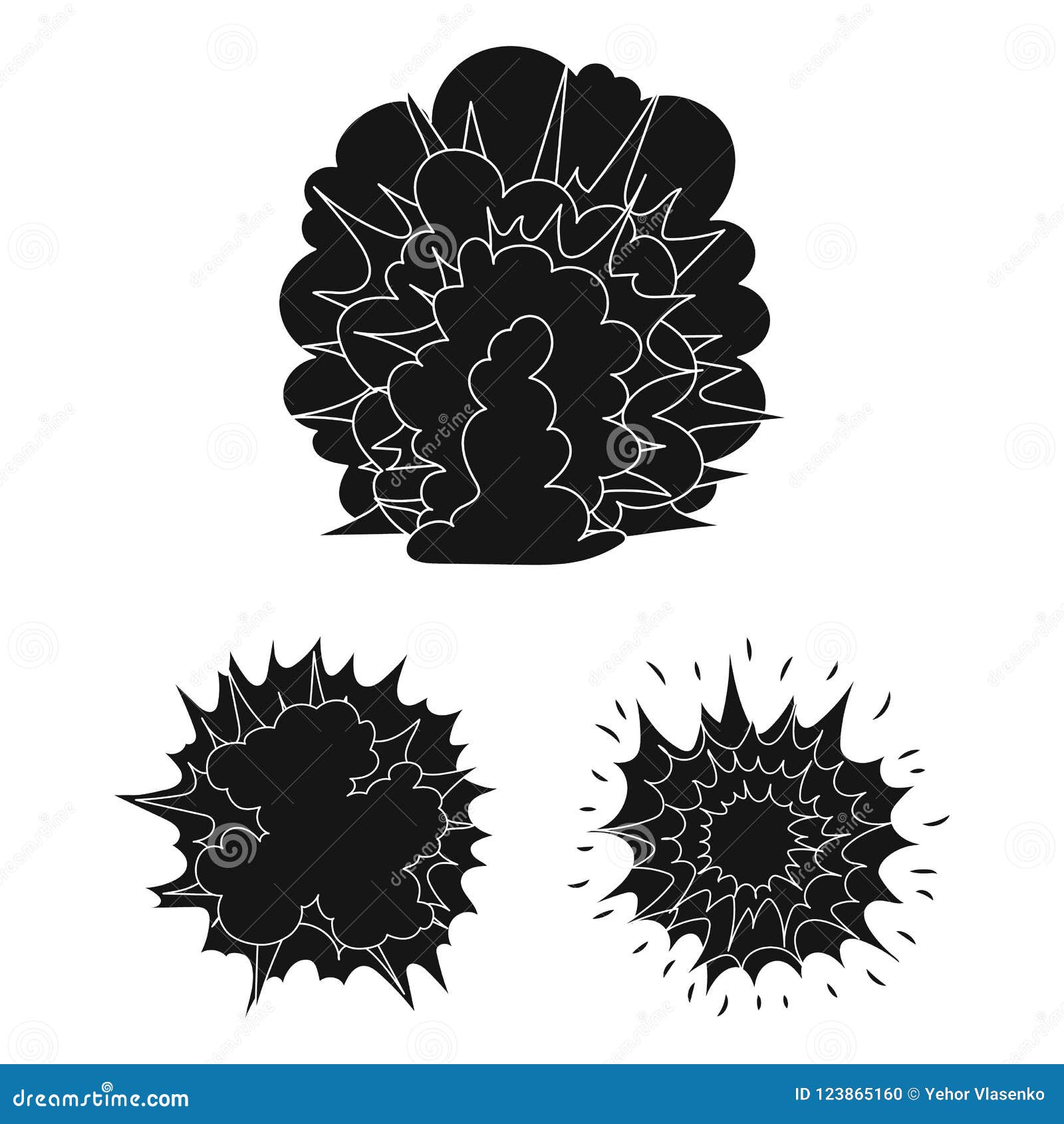 Different Explosions Black Icons in Set Collection for Design.Flash and ...